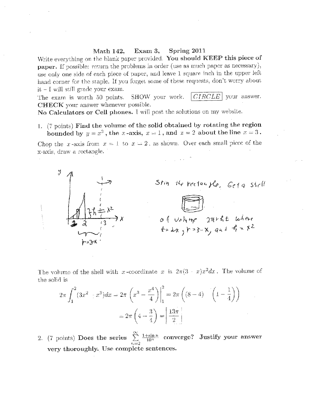 7 Problems On The Geometric Series Test 3 Math 142 Docsity