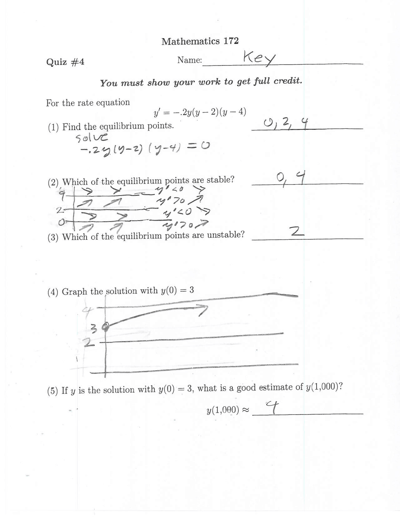 5 Solved Problems On Rate Equations Quiz 4 Math 172 Docsity