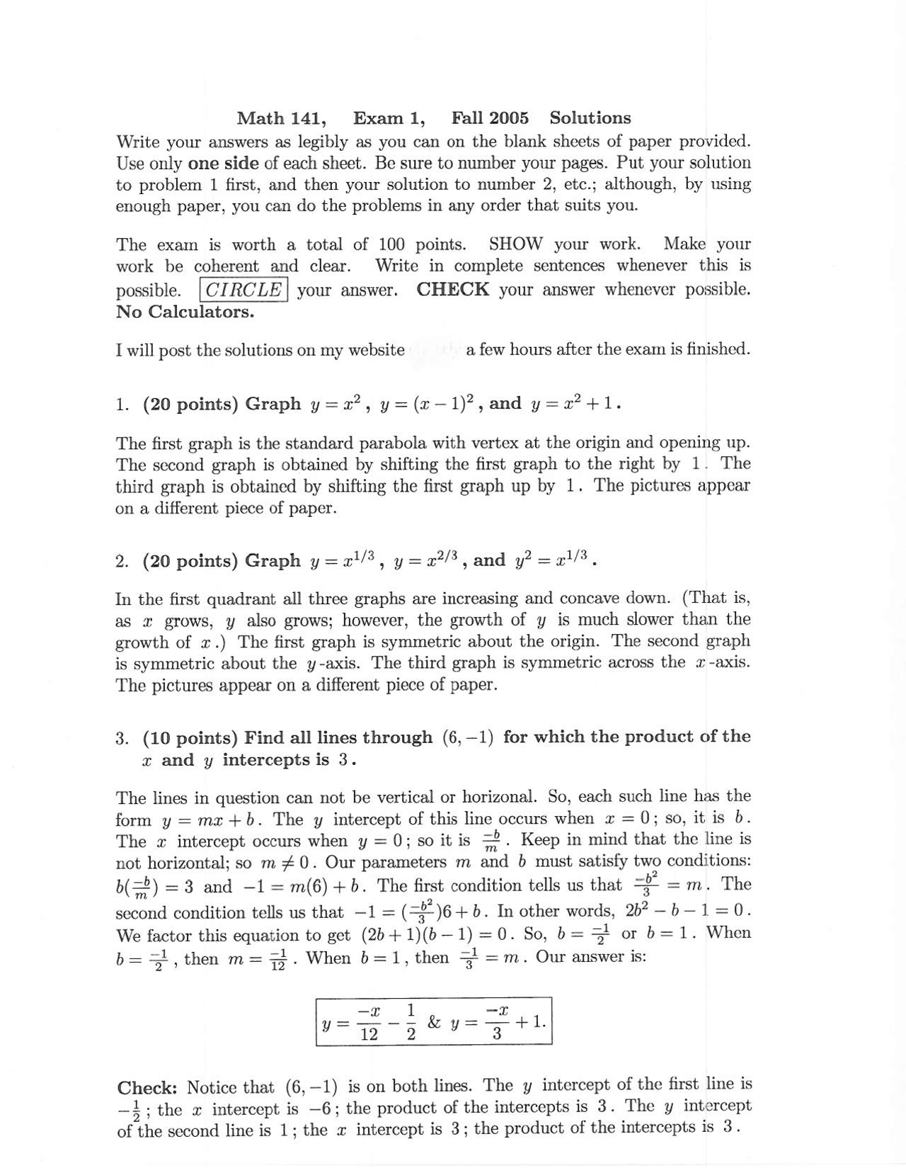 7 Solved Questions On Domain In Calculus Exam 1 Math 141 Docsity