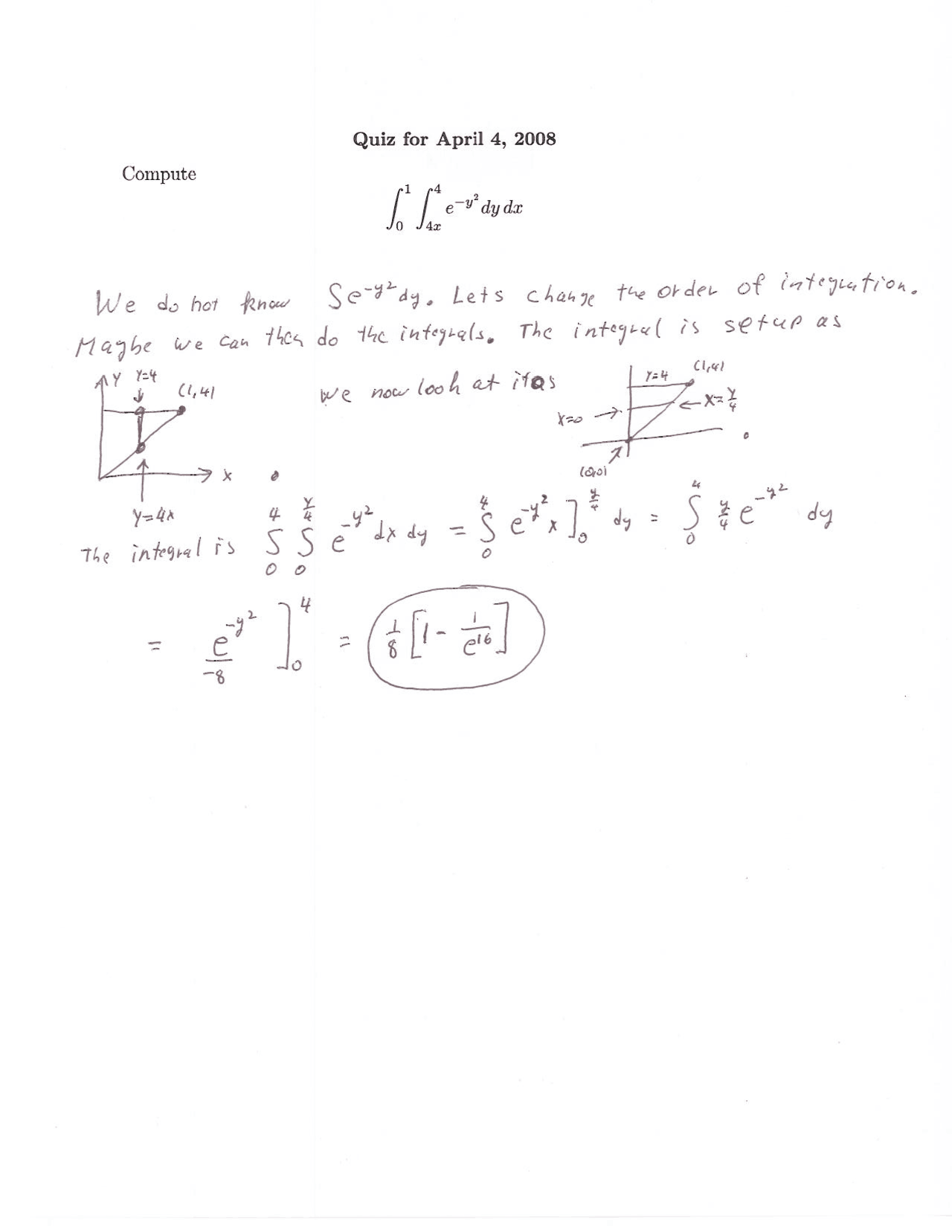Solved Quiz 9 Fall 2008 Vector Calculus Math 241 Docsity