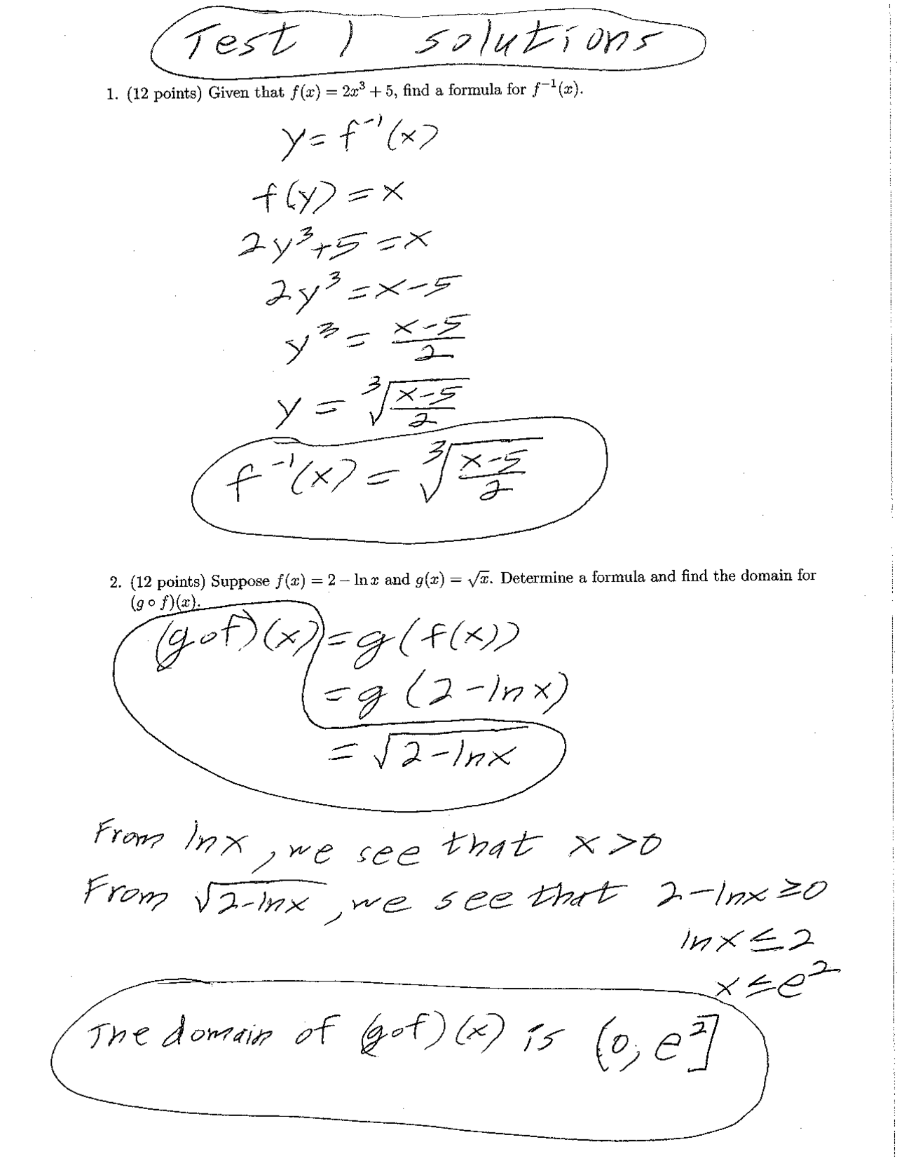 Examination 1 Solutions Calculus Math 220 Docsity