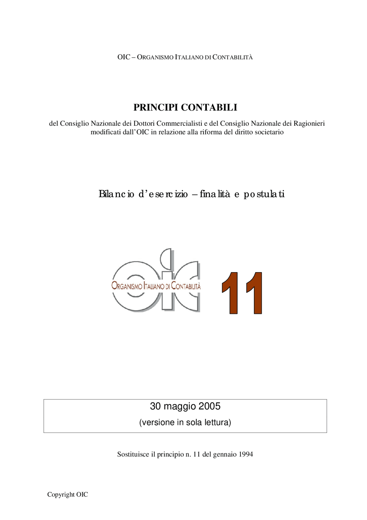 Principi Contabili Bilancio Desercizio Finalità E Postulati Docsity