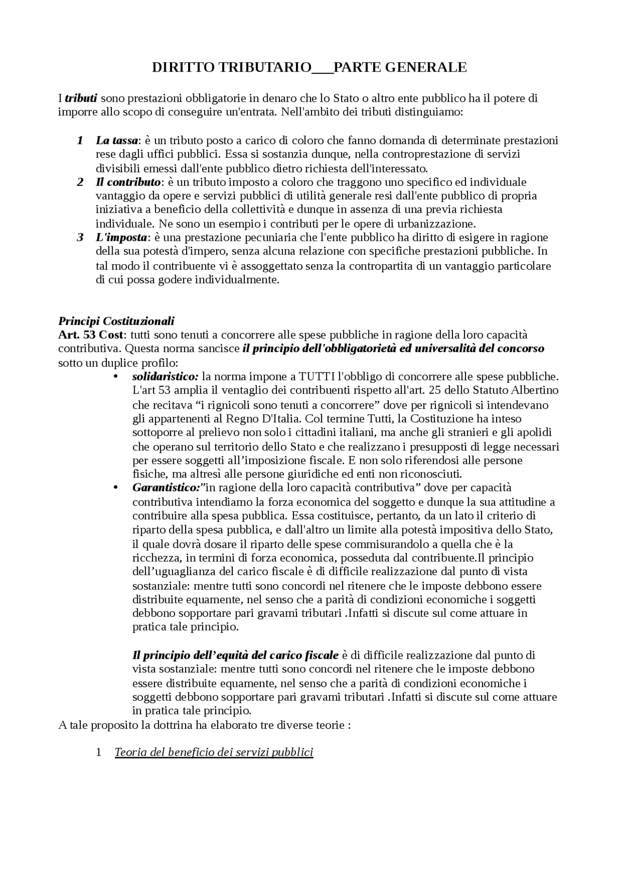 Appunti Diritto Tributario Parte Generale Docsity