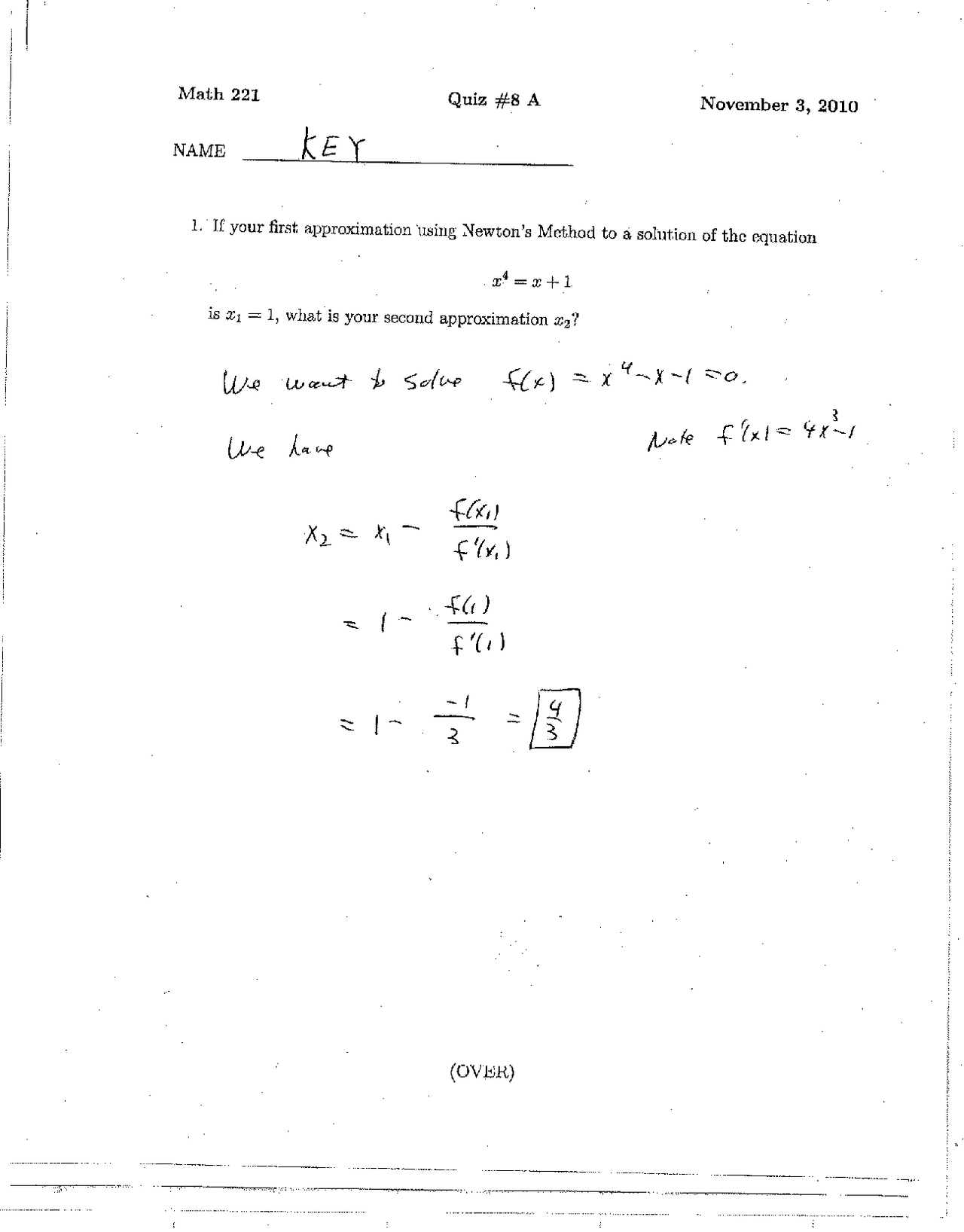 2 Solved Problems On Calculus I In Quiz 8 Math 221 Docsity