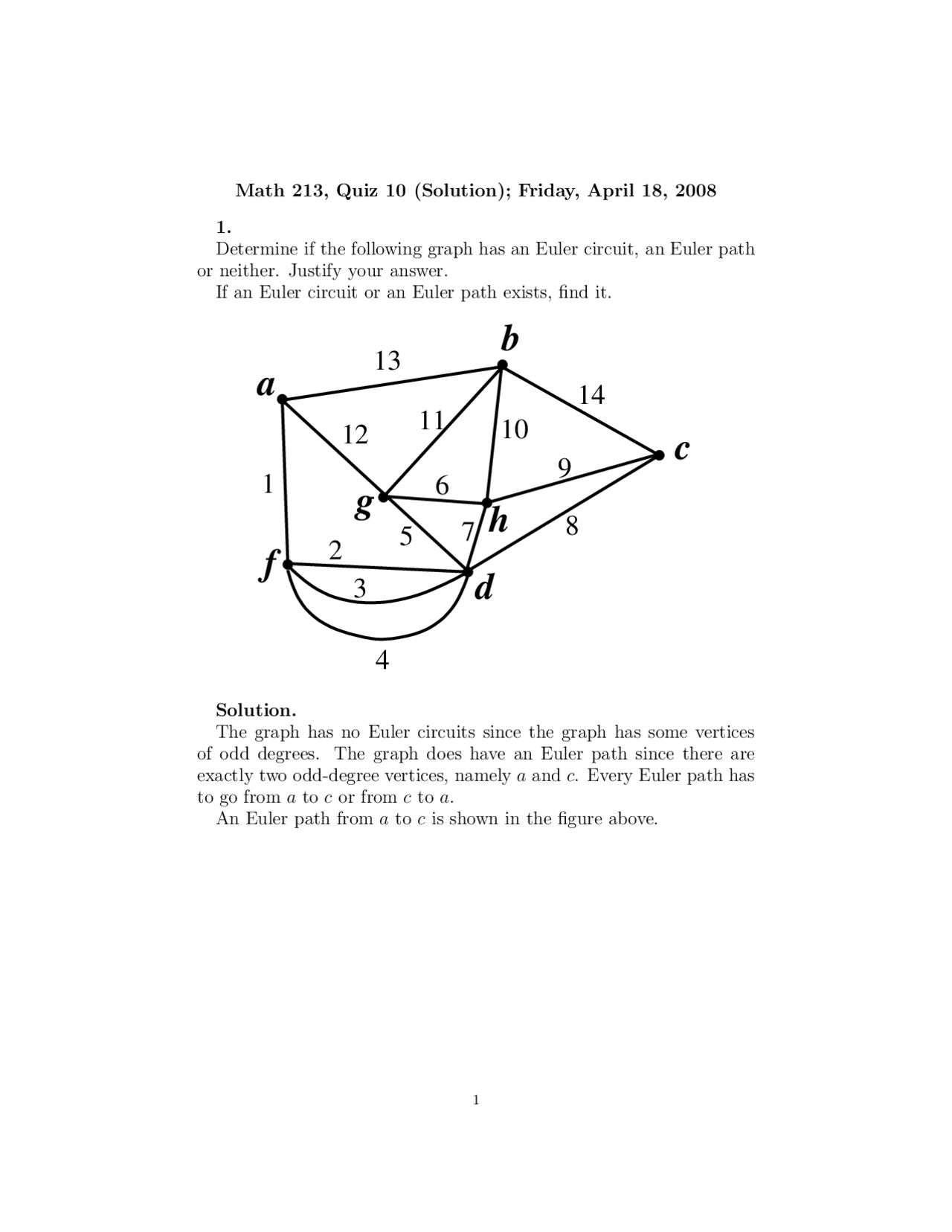Quiz 10 Solutions For Basic Discrete Mathematics Math 213 Docsity