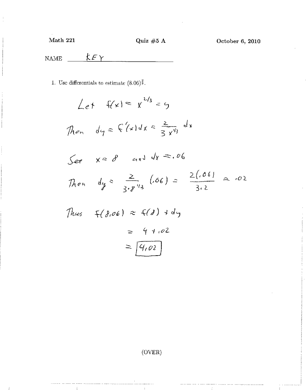 Quiz 5A Questions with Solution - Calculus I | MATH 221 | Quizzes ...