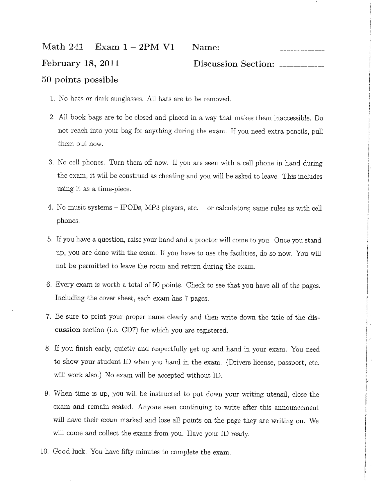 6 Questions in Exam 1 | Calculus III | MATH 241 | Exams Advanced ...