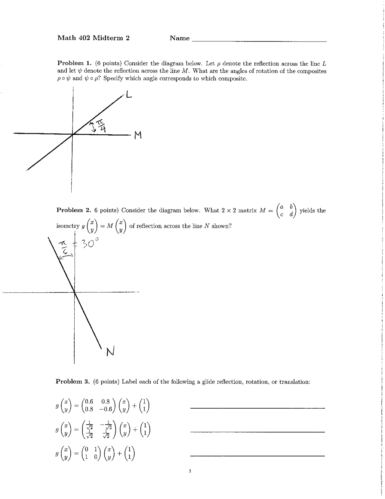 8 Problems For Midterm Exam 2 Non Euclidean Geometry Math 402 Docsity