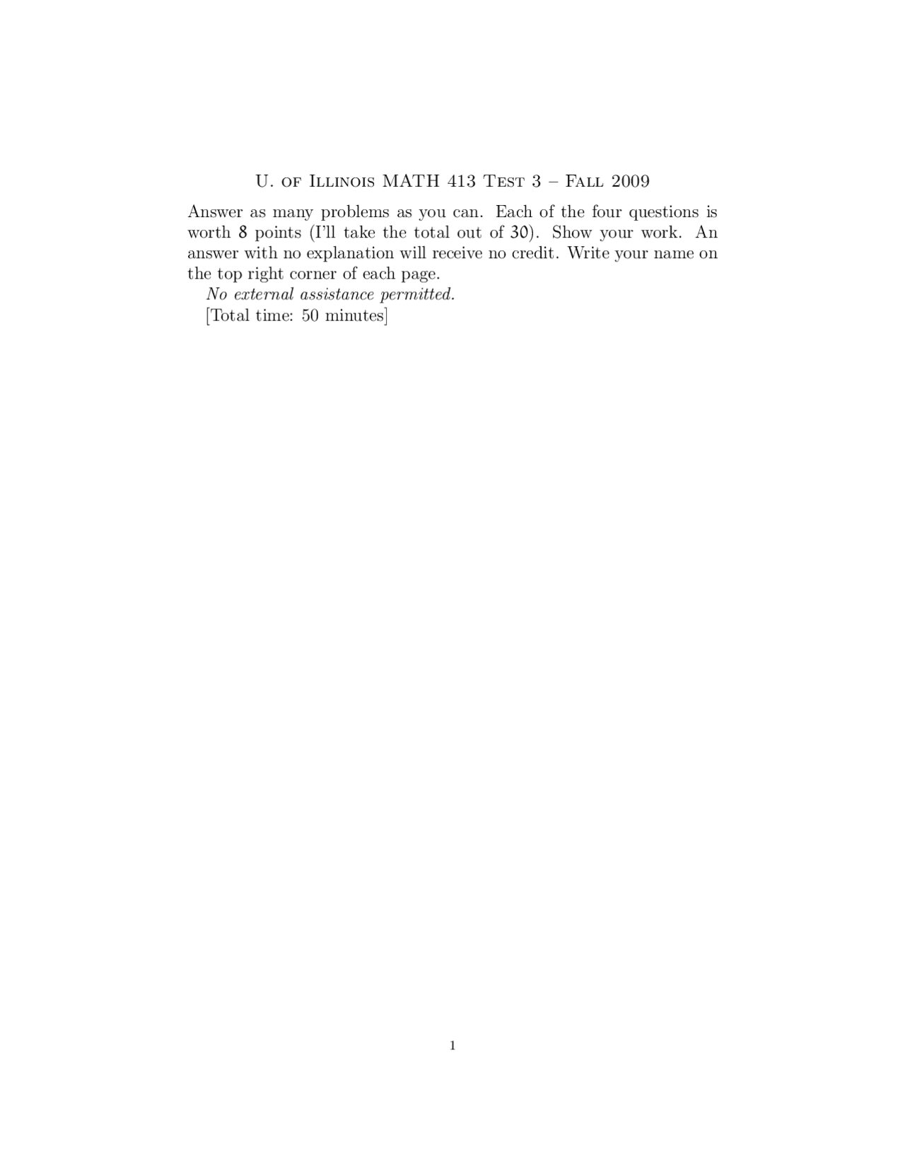 Introduction To Combinatorics Test 3 With Answers Math 413 Docsity