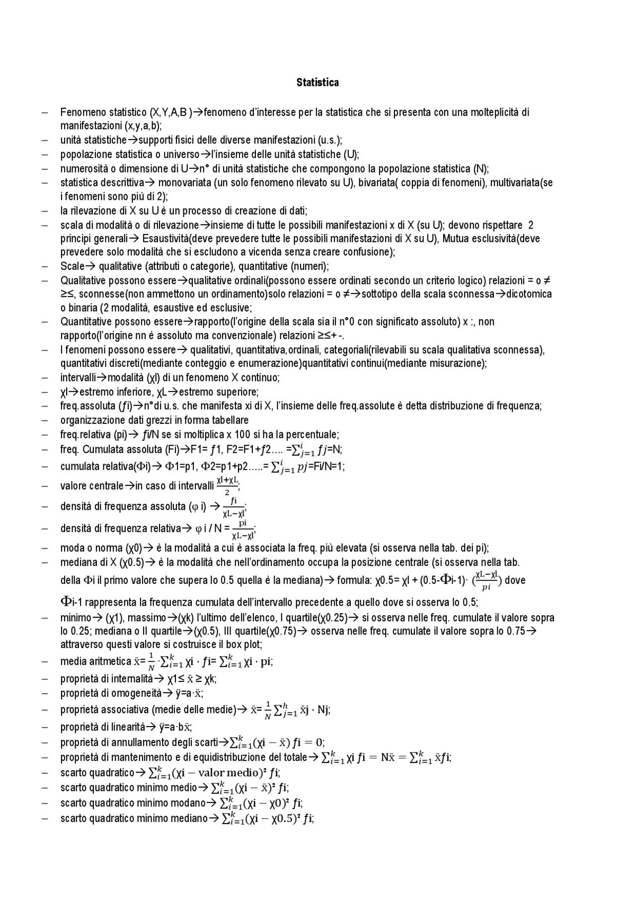 Statistica Docsity