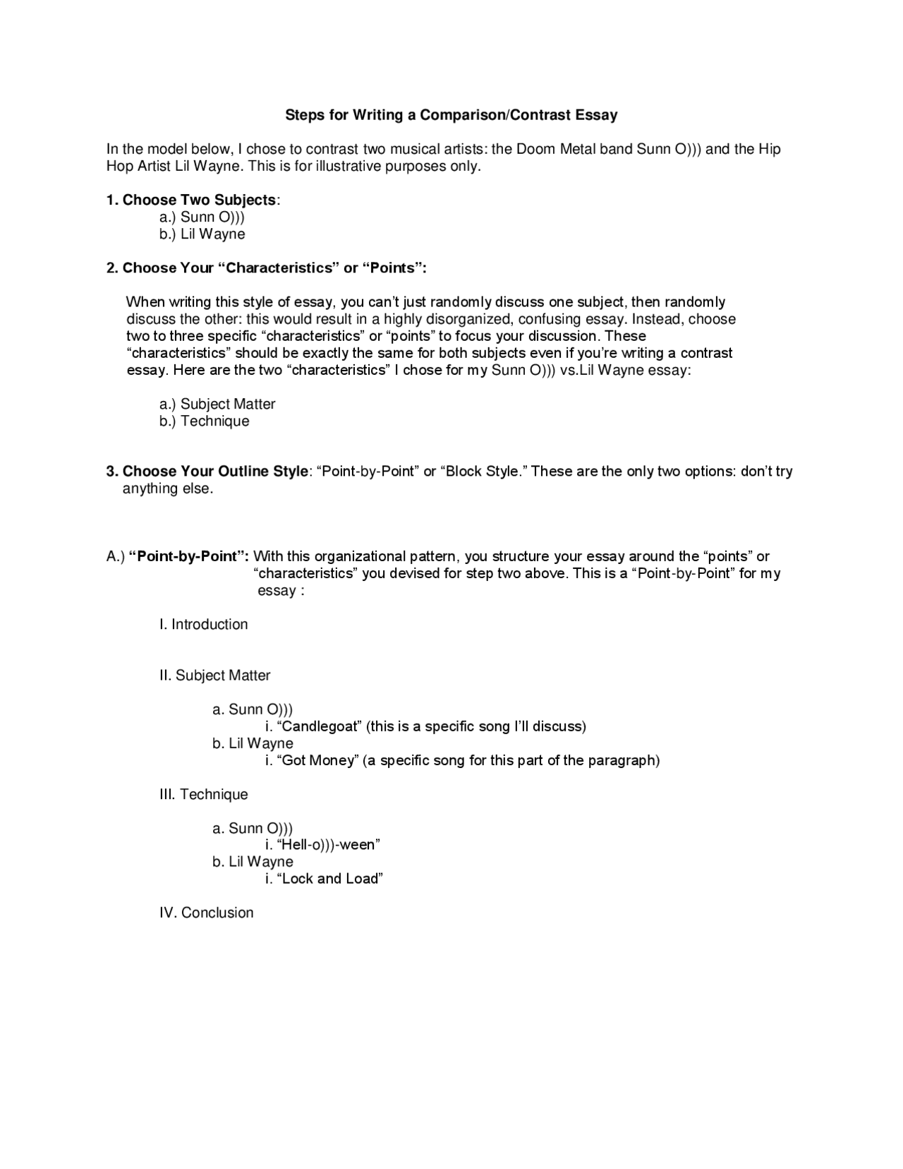 Steps for Writing a Comparison and Contrast Essay - Freshman ...