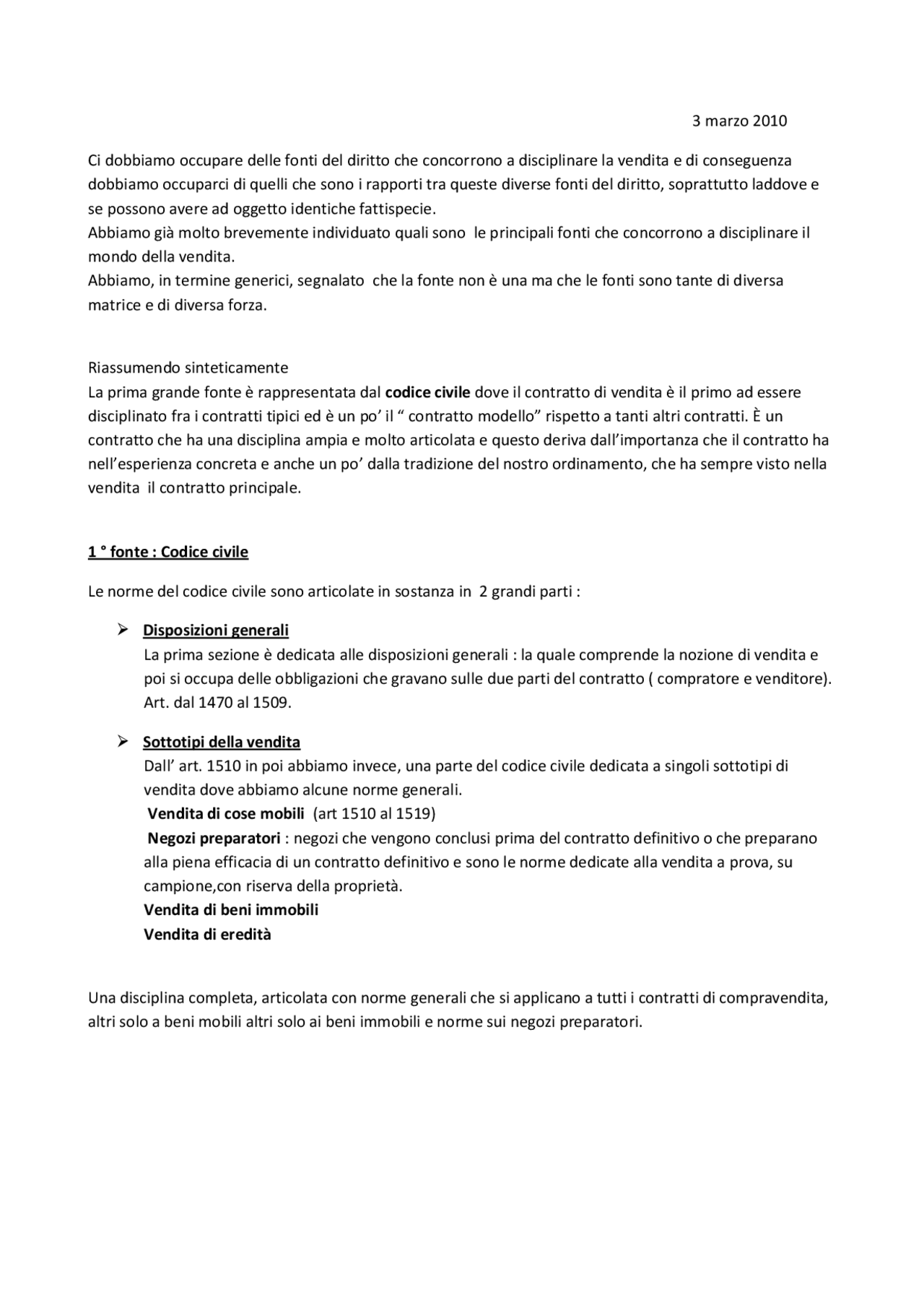 Diritto Civile La Compravendita Docsity