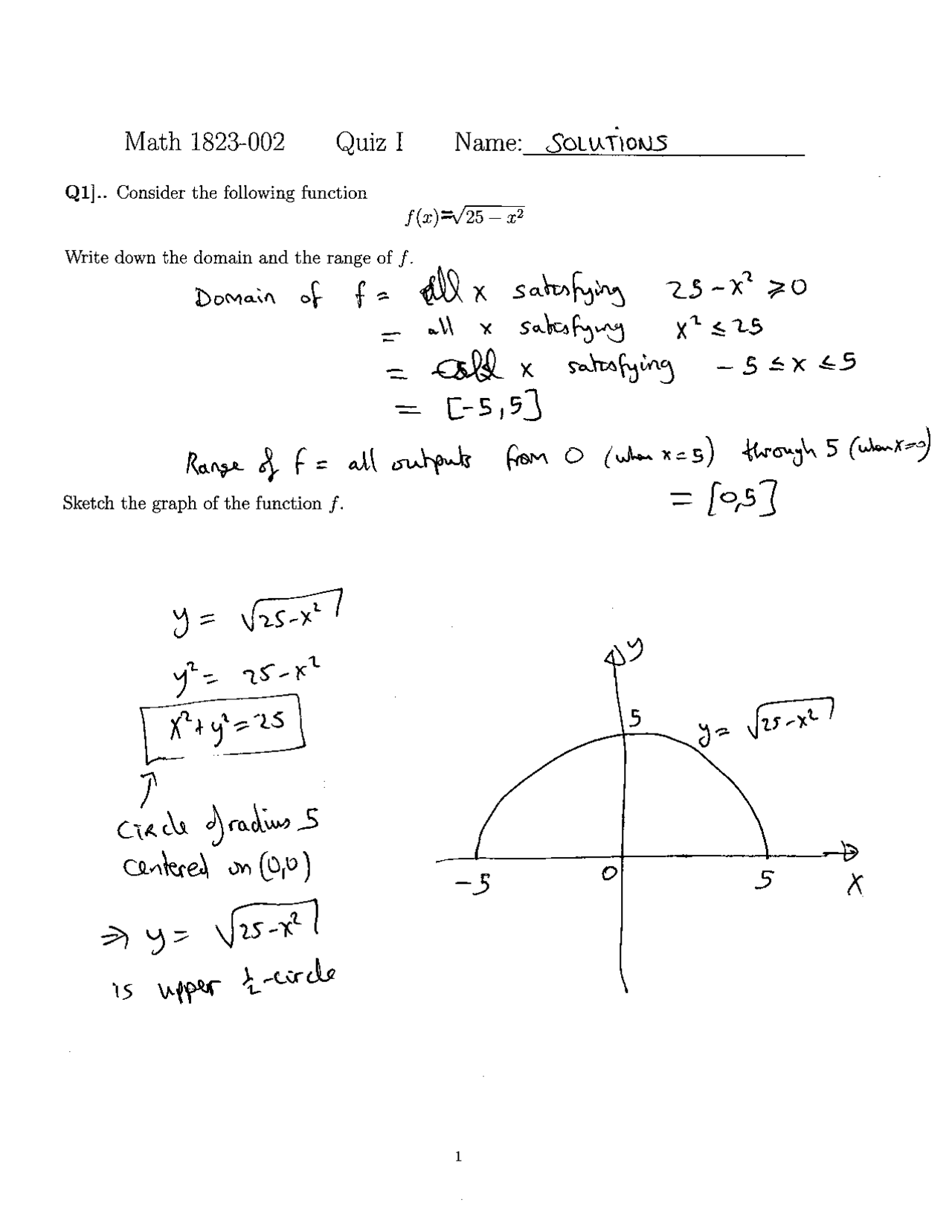 To Find Domain and Range of Function - Solution of Quiz 2 | MATH 1823 ...