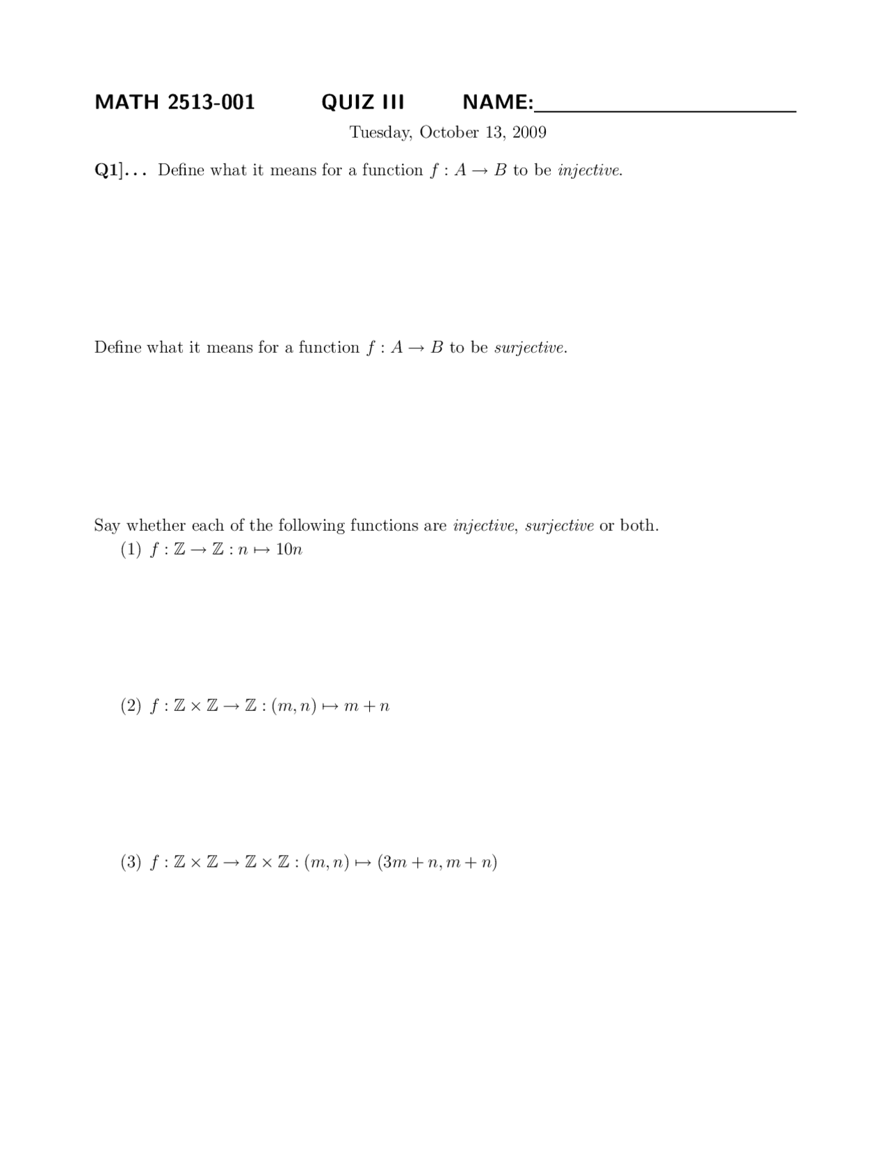 Practice Quiz 3 Discrete Mathematical Structures Math 2513