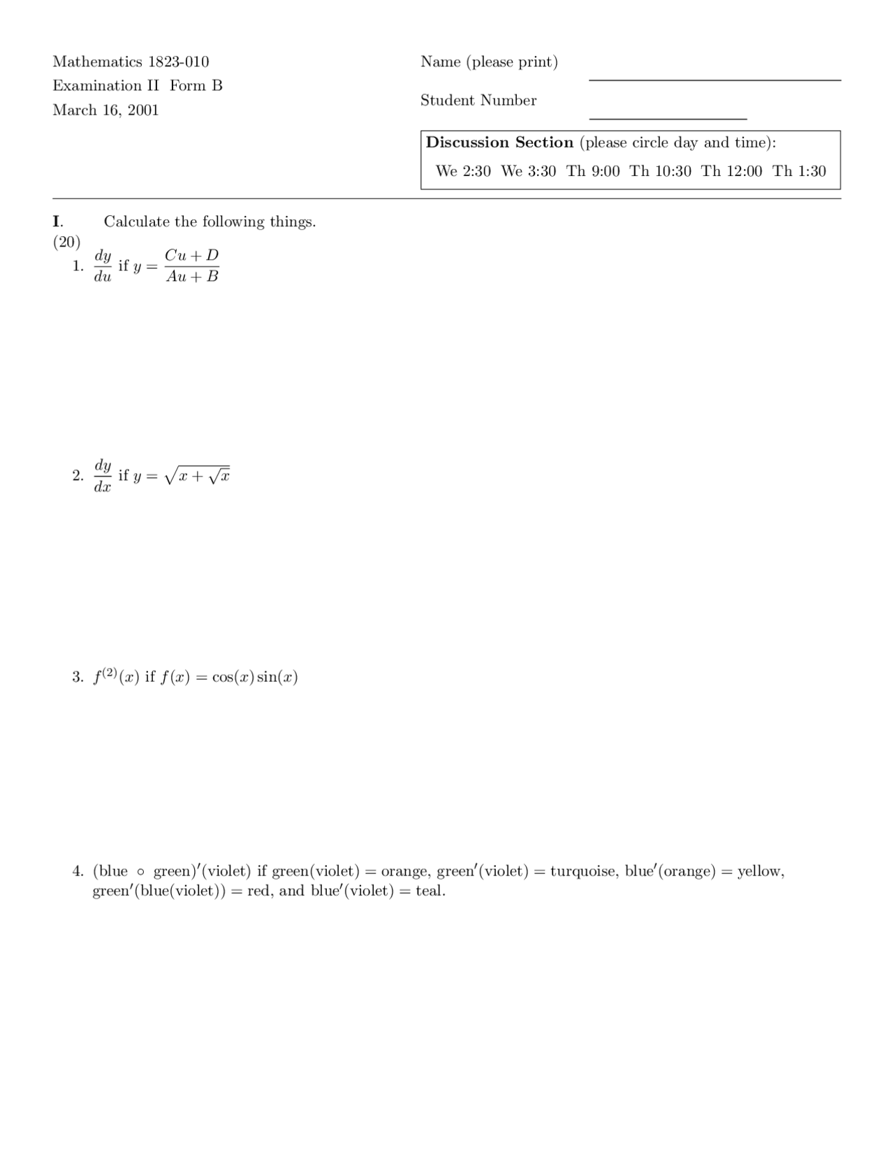 5 Questions on Coordinate Systems - Exam 2 | MATH 1823 | Exams ...