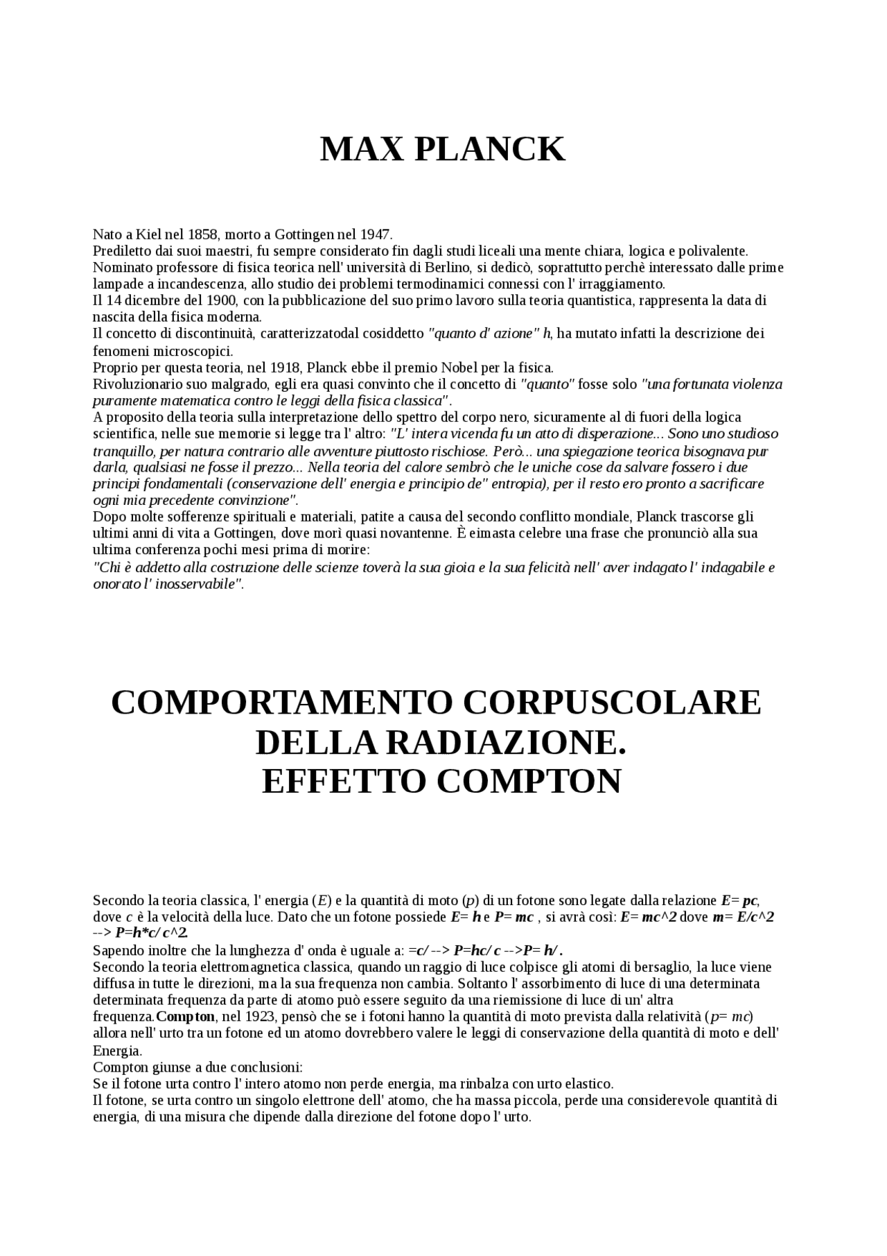 Appunti Di Fisica Quantistica Appunti Di Fisica Docsity