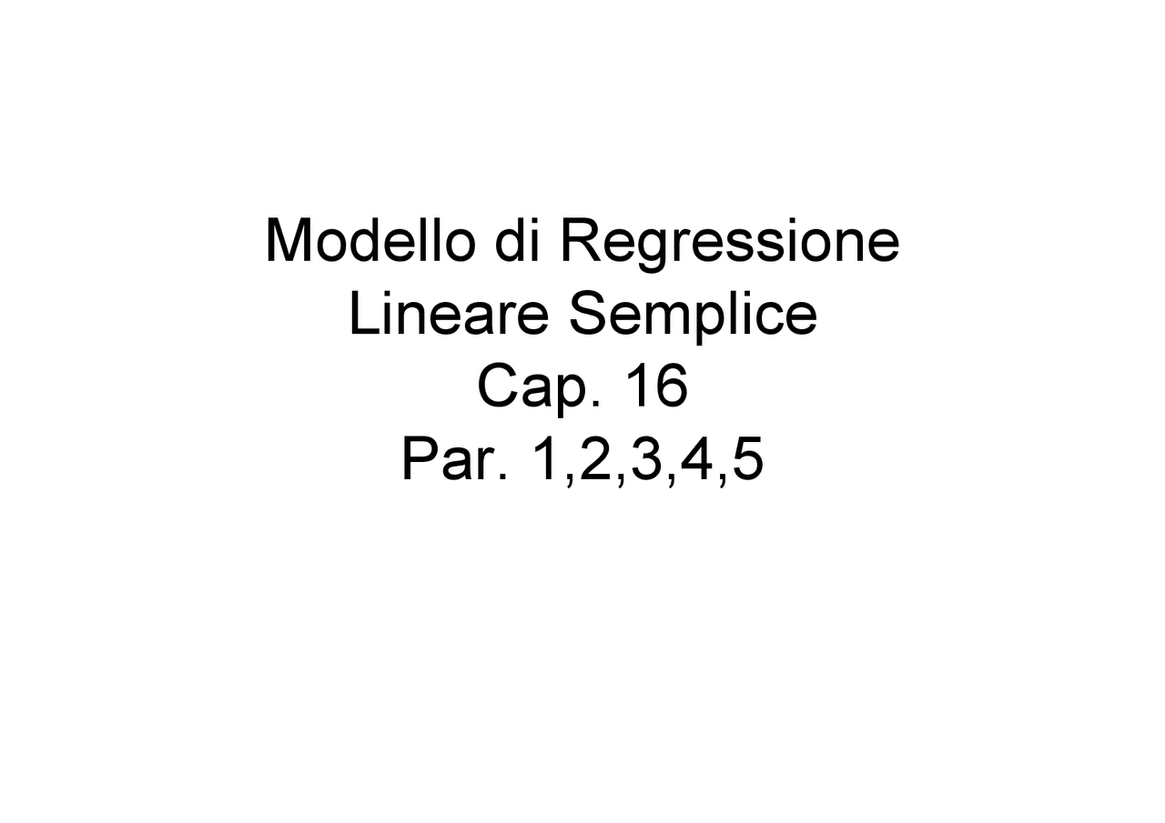 Statistica 7 Modello Di Regressione Lineare Semplice Slide Di