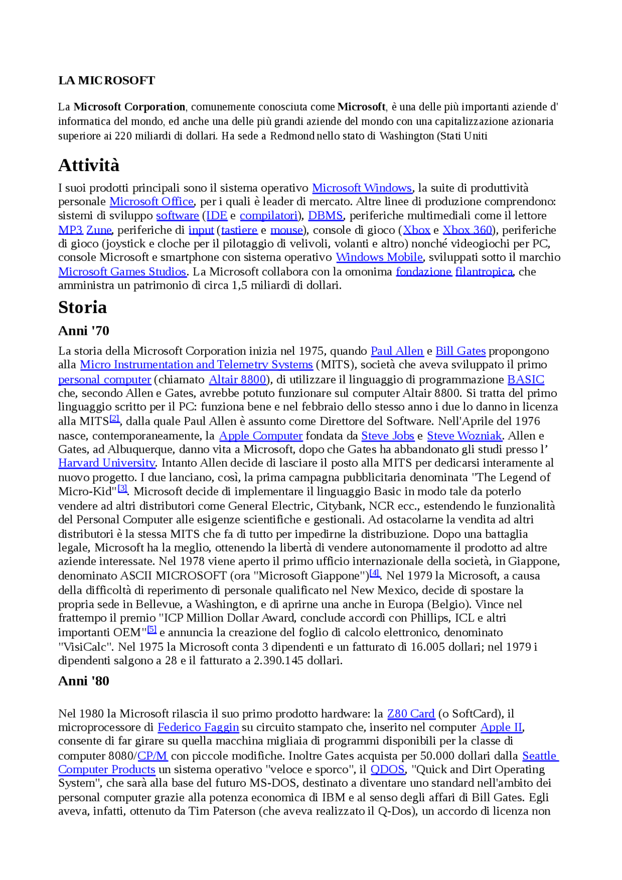 LA MICROSOFT - Docsity