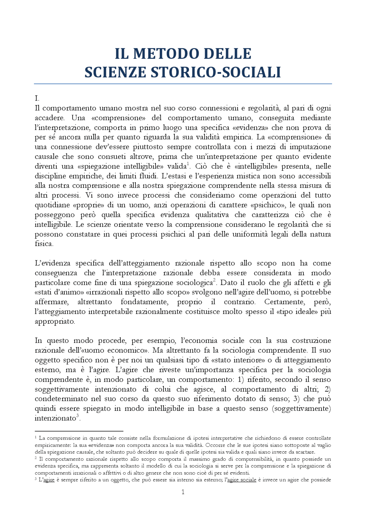 Il Metodo Delle Scienze Storico Sociali Docsity