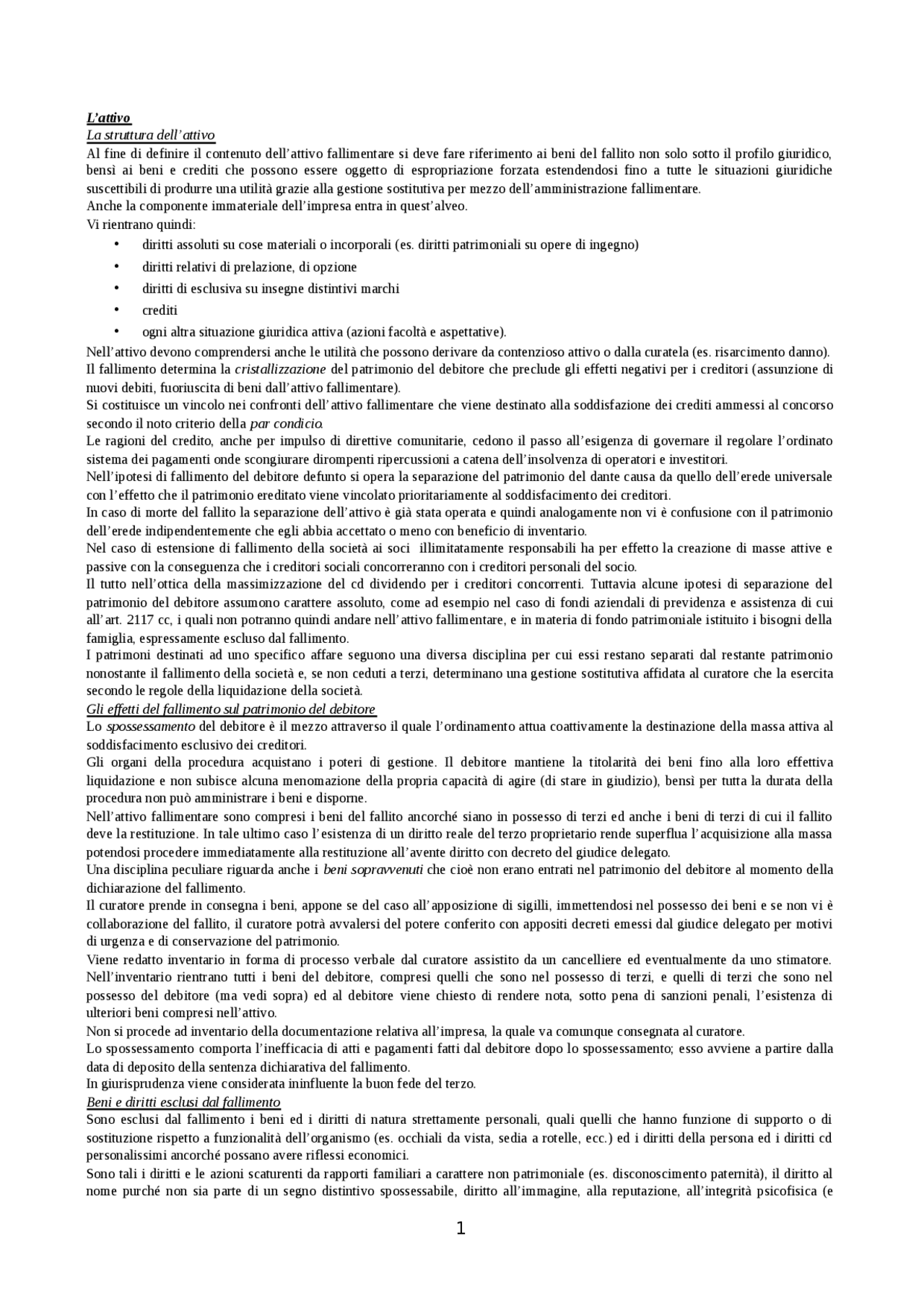 Riassunto Diritto Fallimentare 2a Parte Docsity
