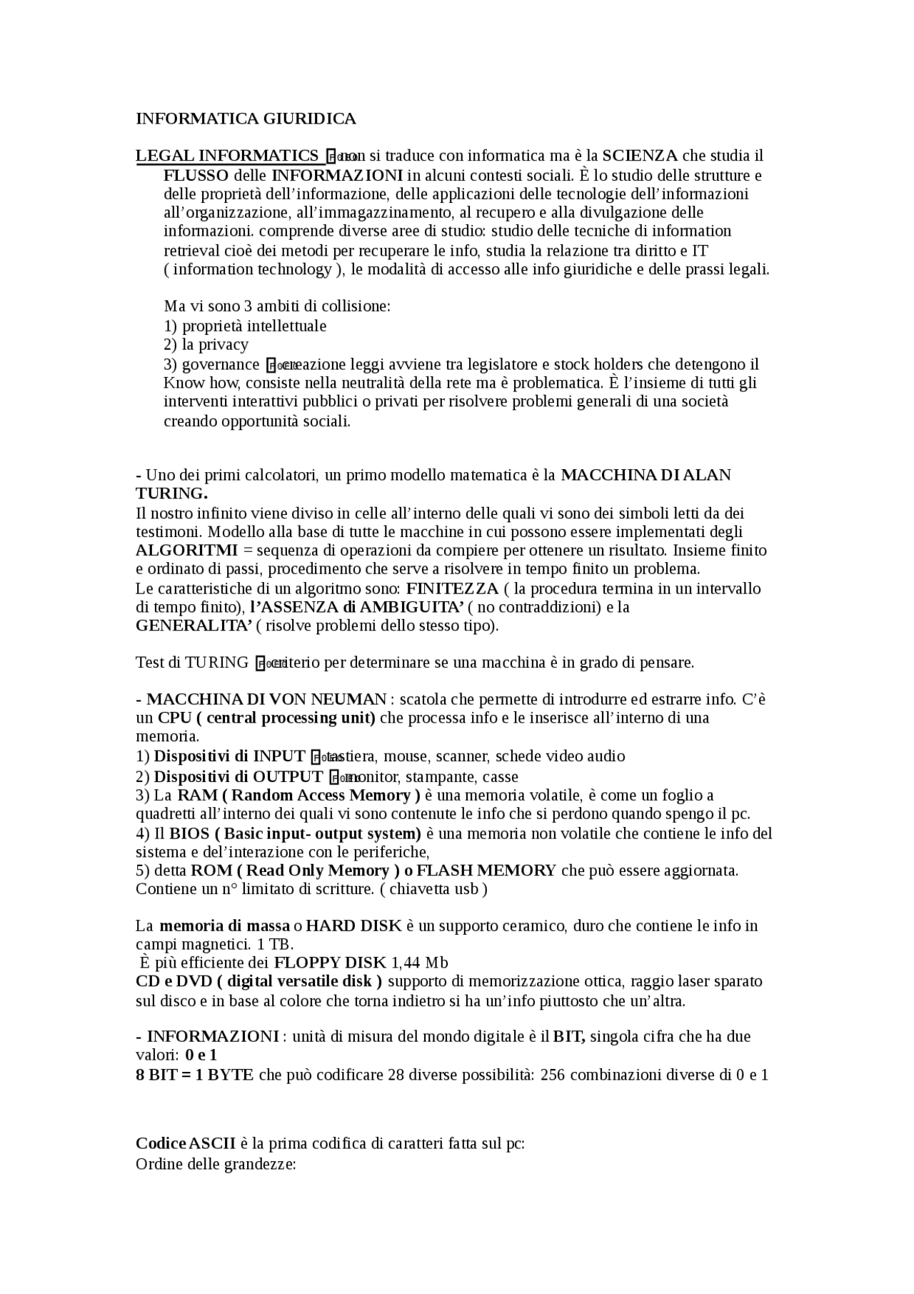 Schemi Di Informatica Giuridica Docsity