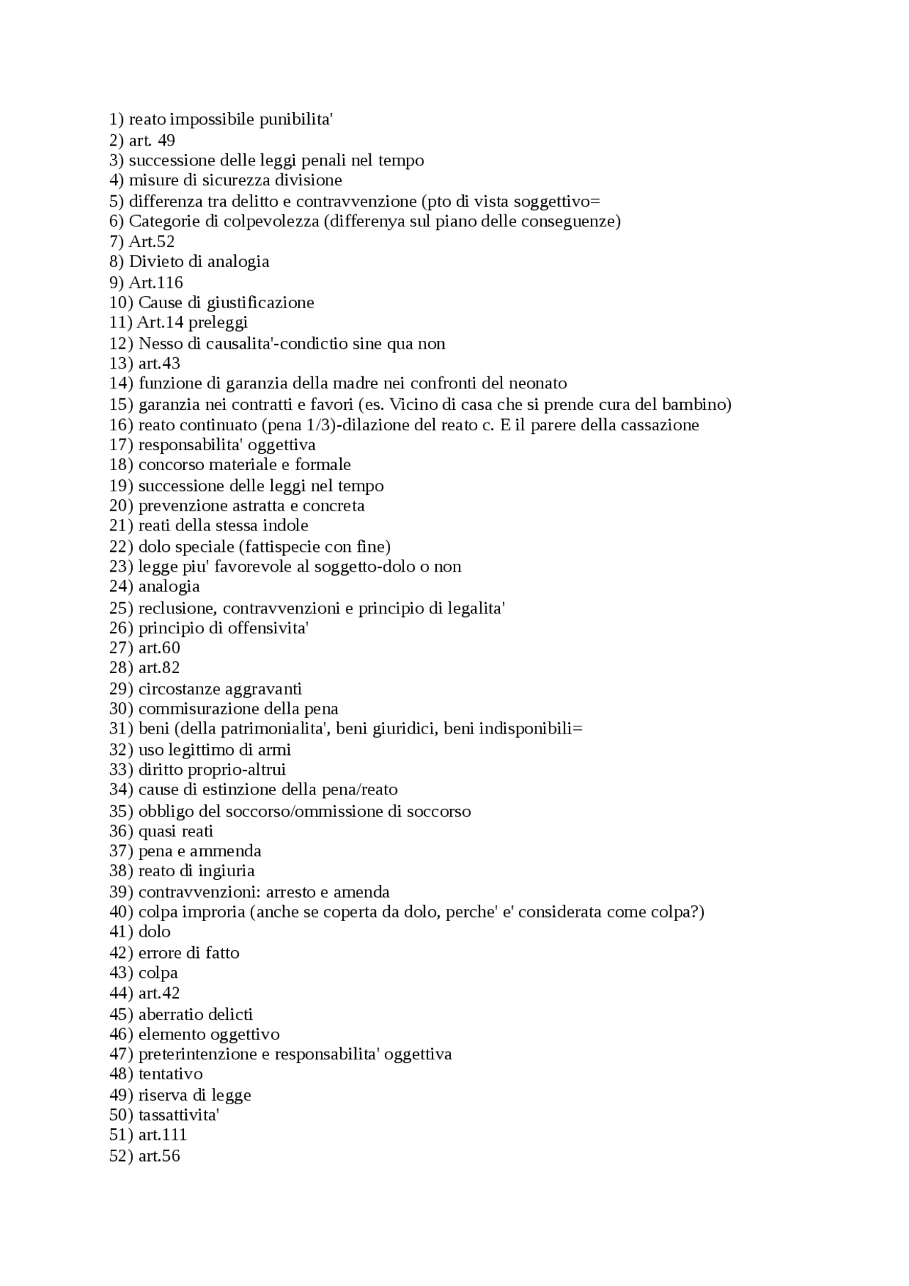 Domande Sulla Parte Generale Di Diritto Penale Prove Desame Di