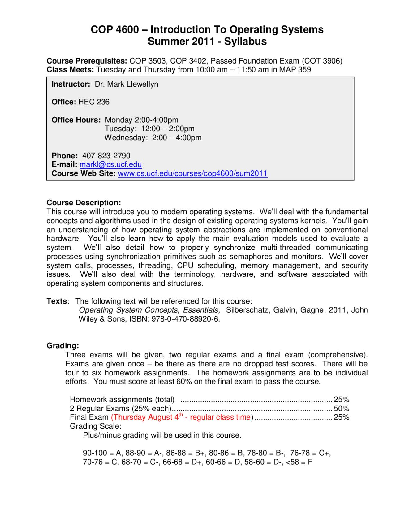 Notes On Introduction To Operating Systems Cop 4600 Docsity
