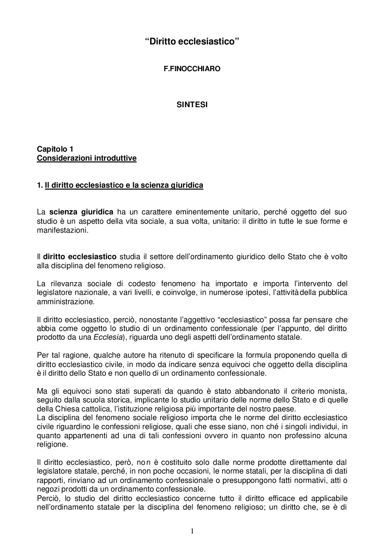 Riassunto Esame Di Diritto Ecclesiastico Finocchiaro Docsity