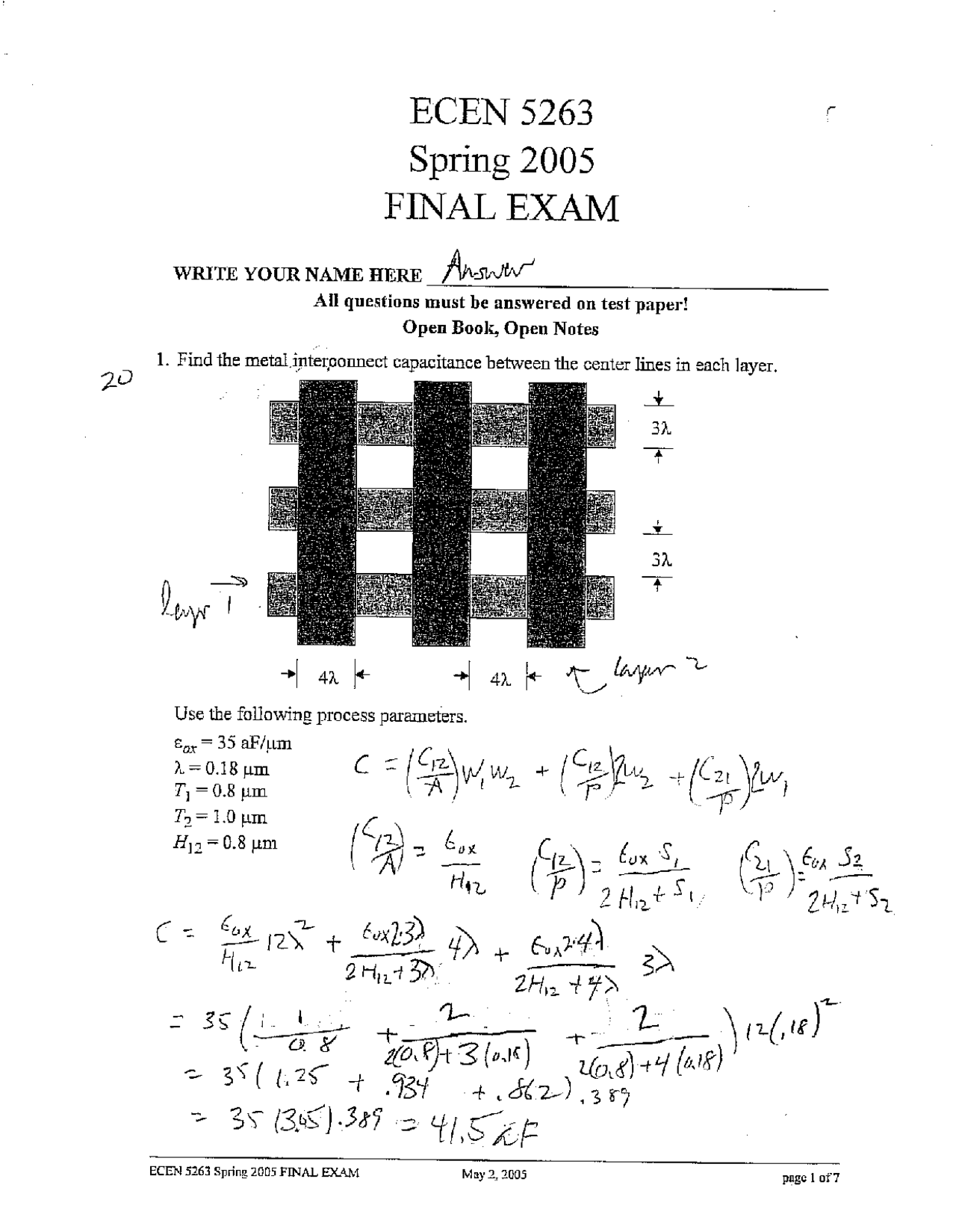 4 Problems In Final Exam On Vlsi Digital System Design Ecen 5263