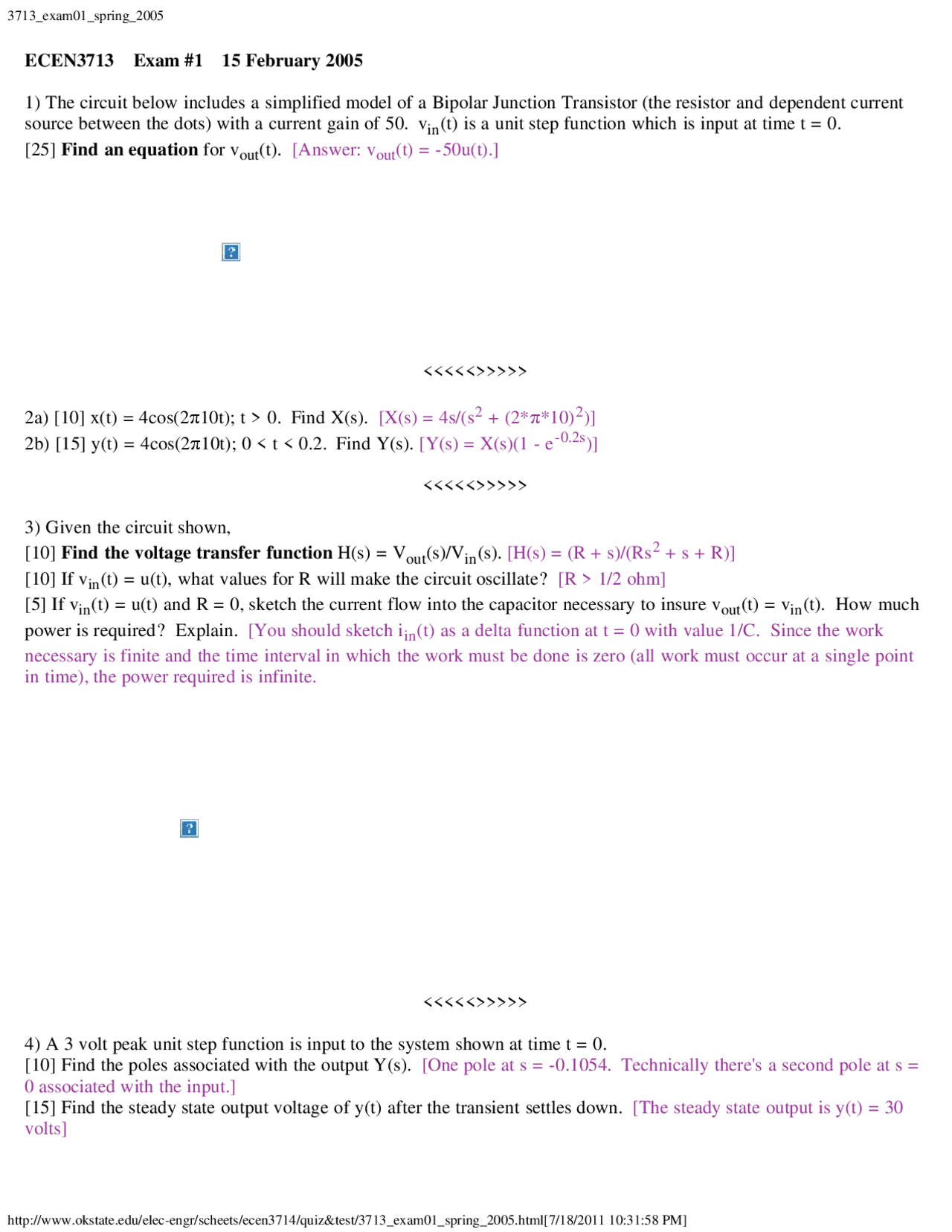 Solved Exam 1 For Experimental Methods Ii Ecen 3713 Docsity