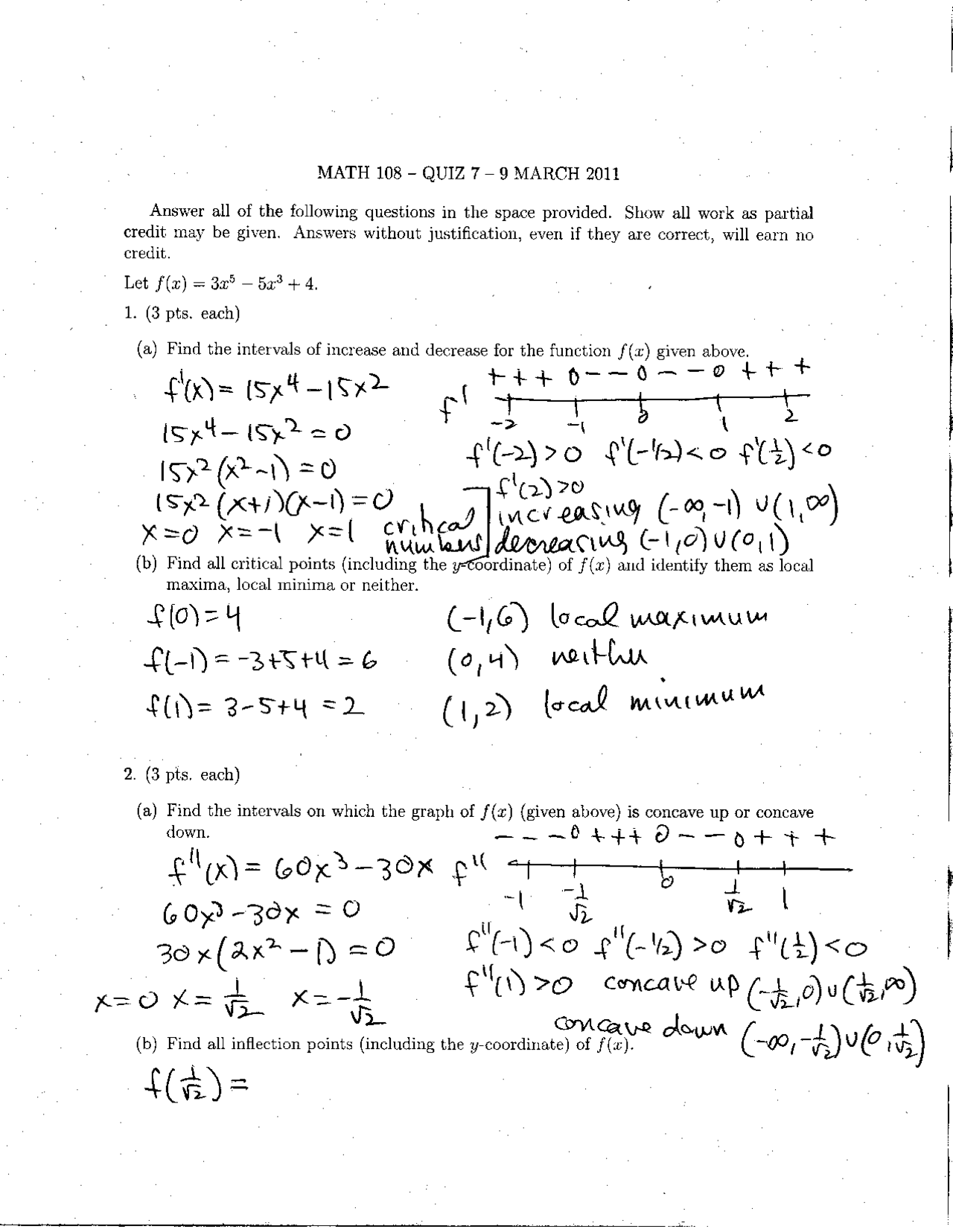 Solutions Of Quiz 7 Introductory Calculus With Business Applications