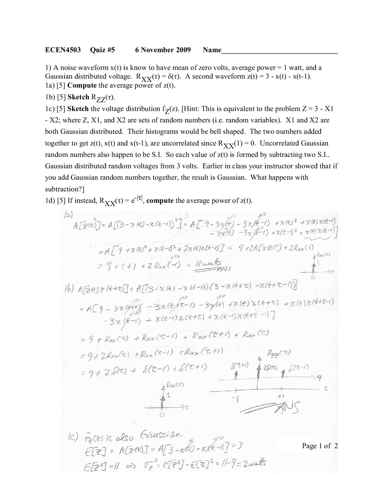 Compute The Average Power Of Voltage Distribution Quiz 5 Ecen 4503