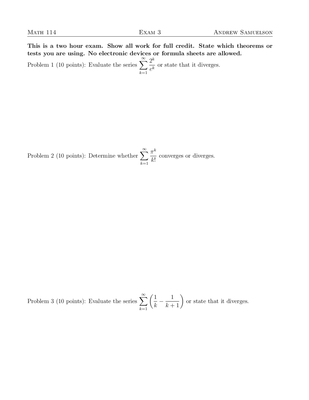 10 Problems On Calculus And Differential Equations Exam 3 Math 114