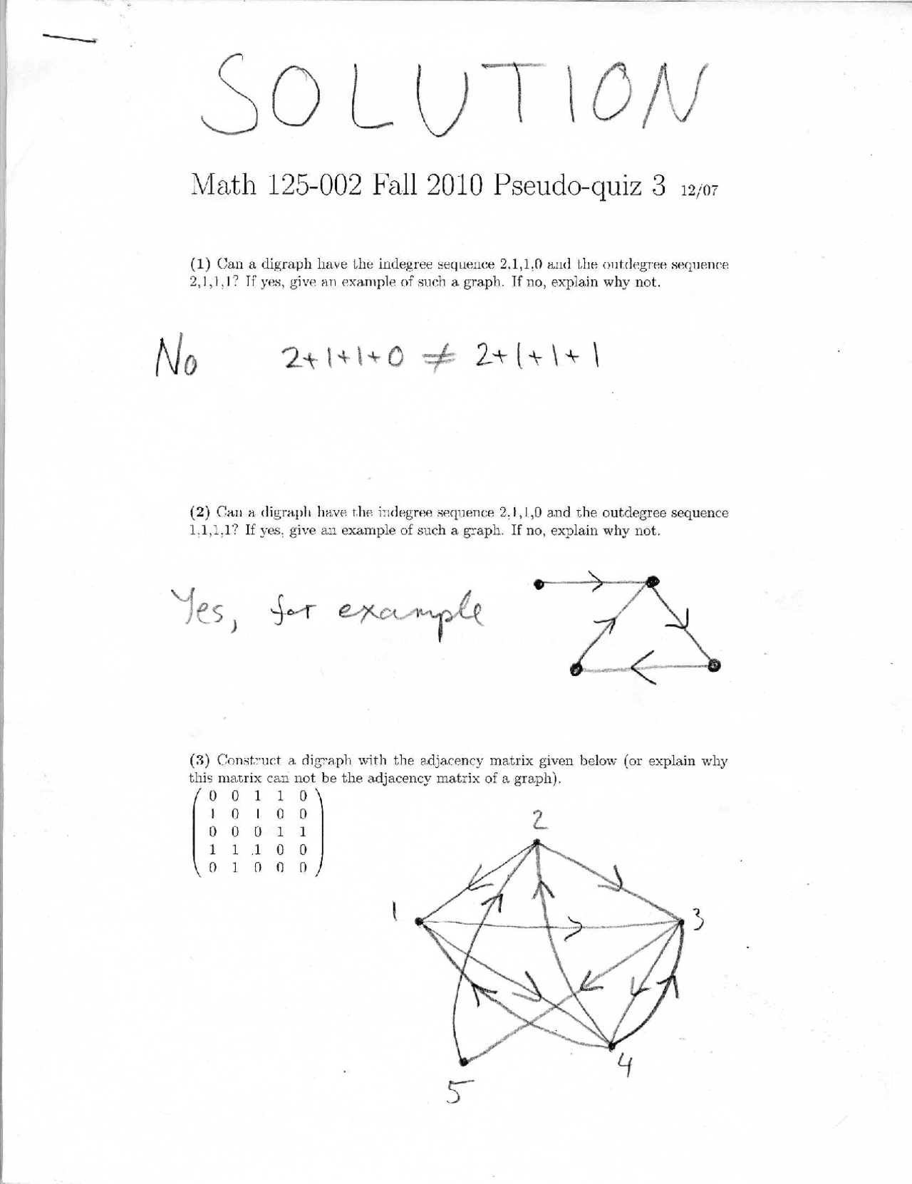 5 Problems With Solutions On Discrete Mathematics I Quiz 3 Math 125