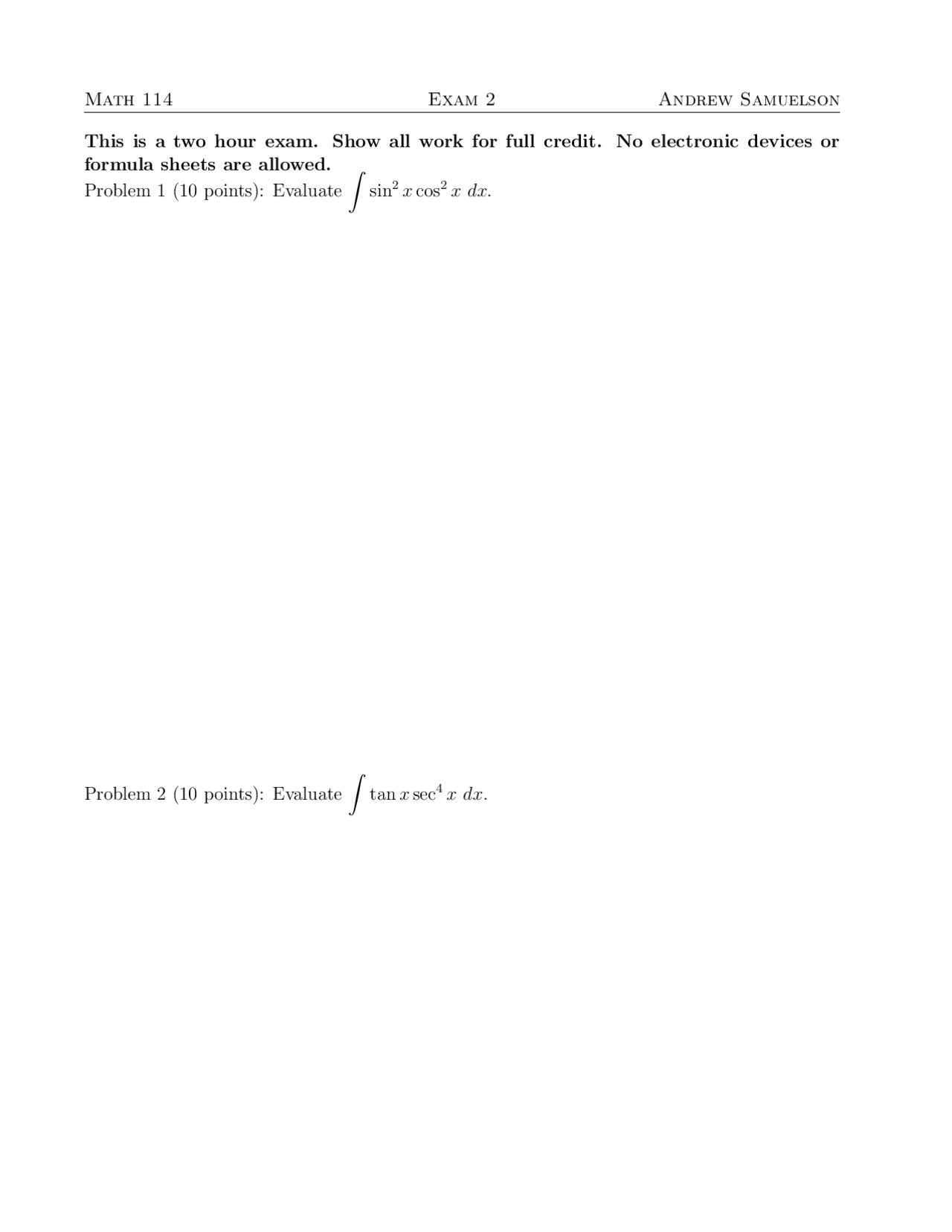 10 Problems On Determine Convergence And Divergence Exam 2 Math 114