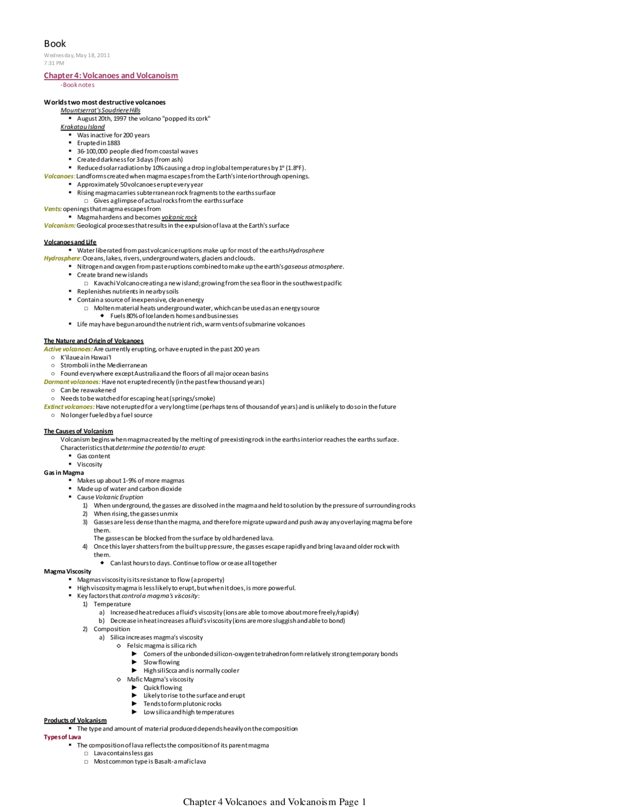Notes Volcanoes And Volcanism Dynamic Earth Gly 1000 Docsity