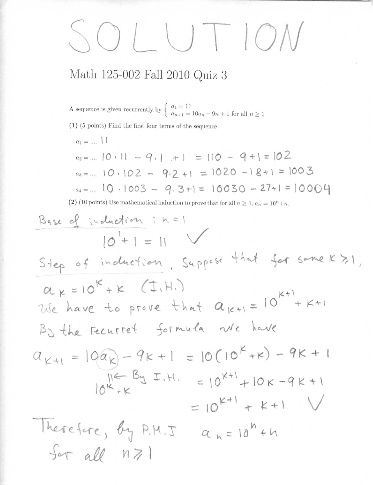 2 Solved Questions In Discrete Mathematics I Quiz 3 Math 125 Docsity
