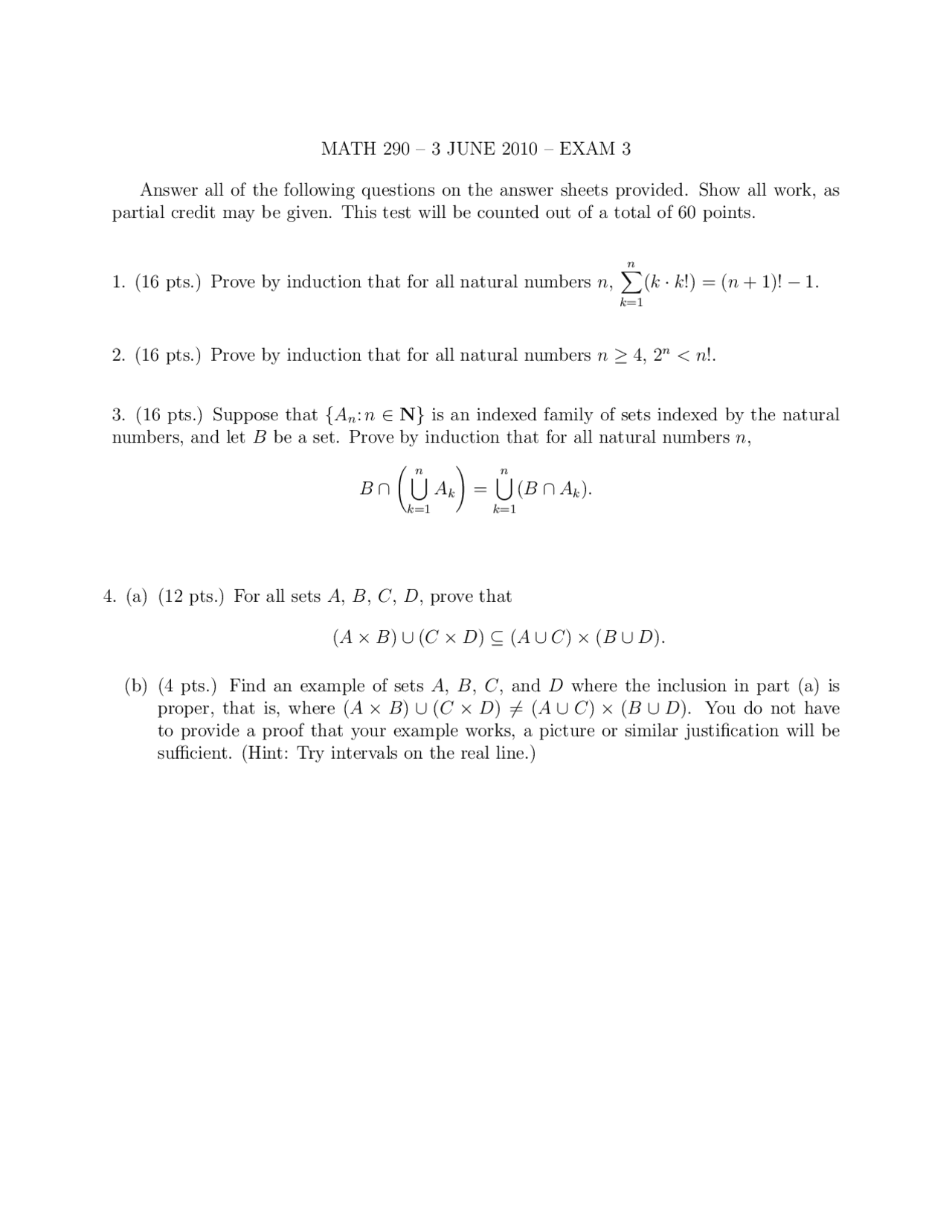 Practice Questions For Exam 3 Introduction To Advanced Mathematics