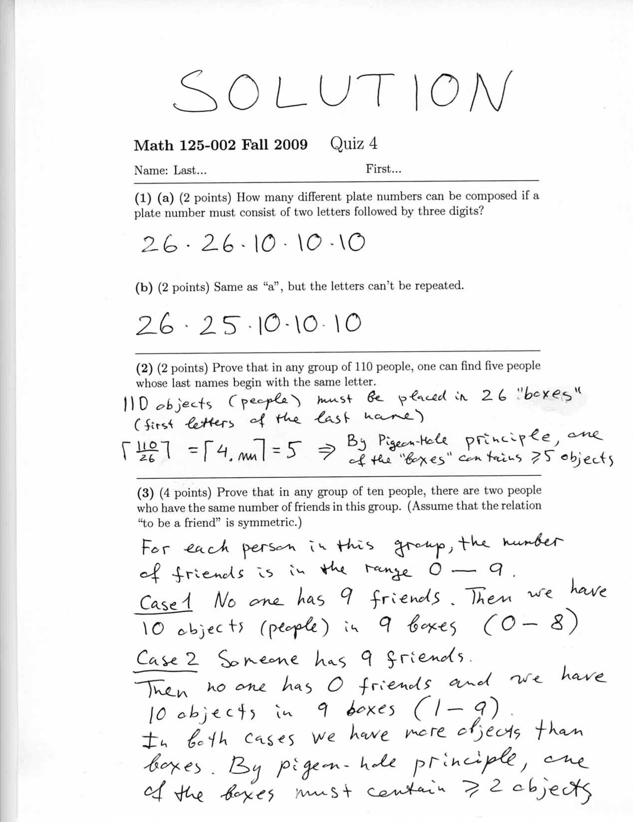 3 Solved Questions In Discrete Mathematics I Quiz 4 Math 125