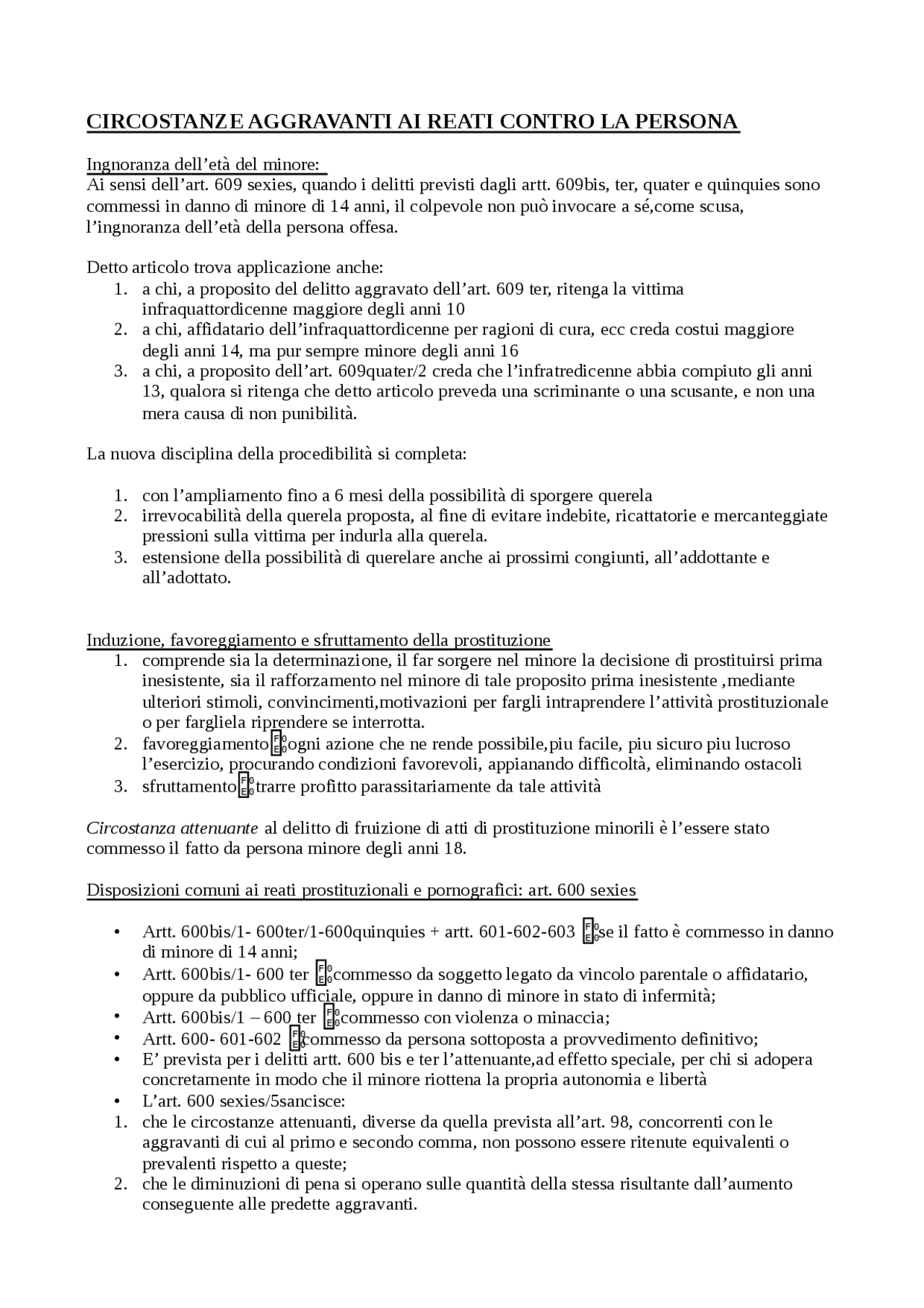Schemi Di Diritto Penale 2 Circostanze Aggravanti Ai Delitti Docsity