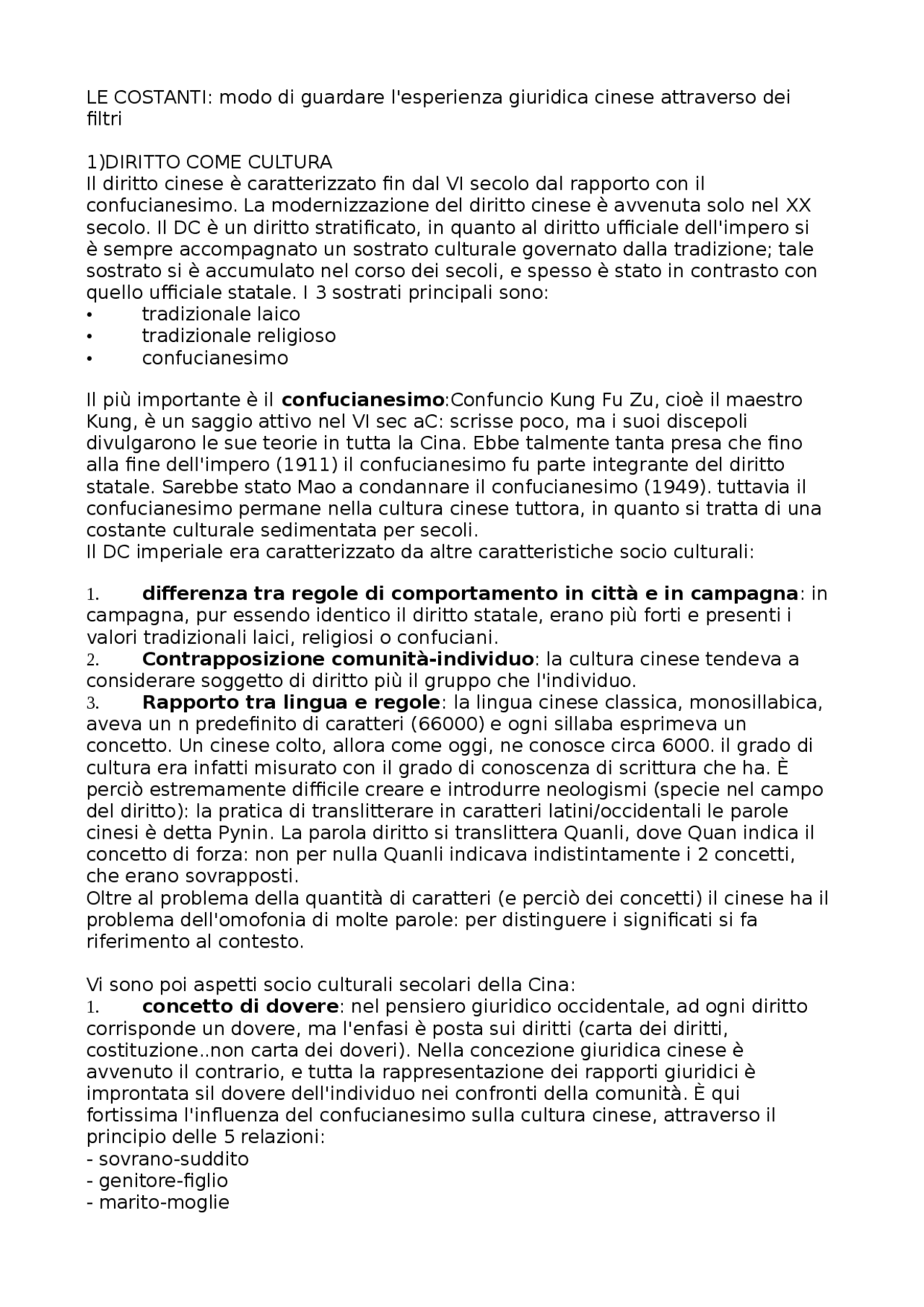 Diritto Cinese - appunti - Docsity