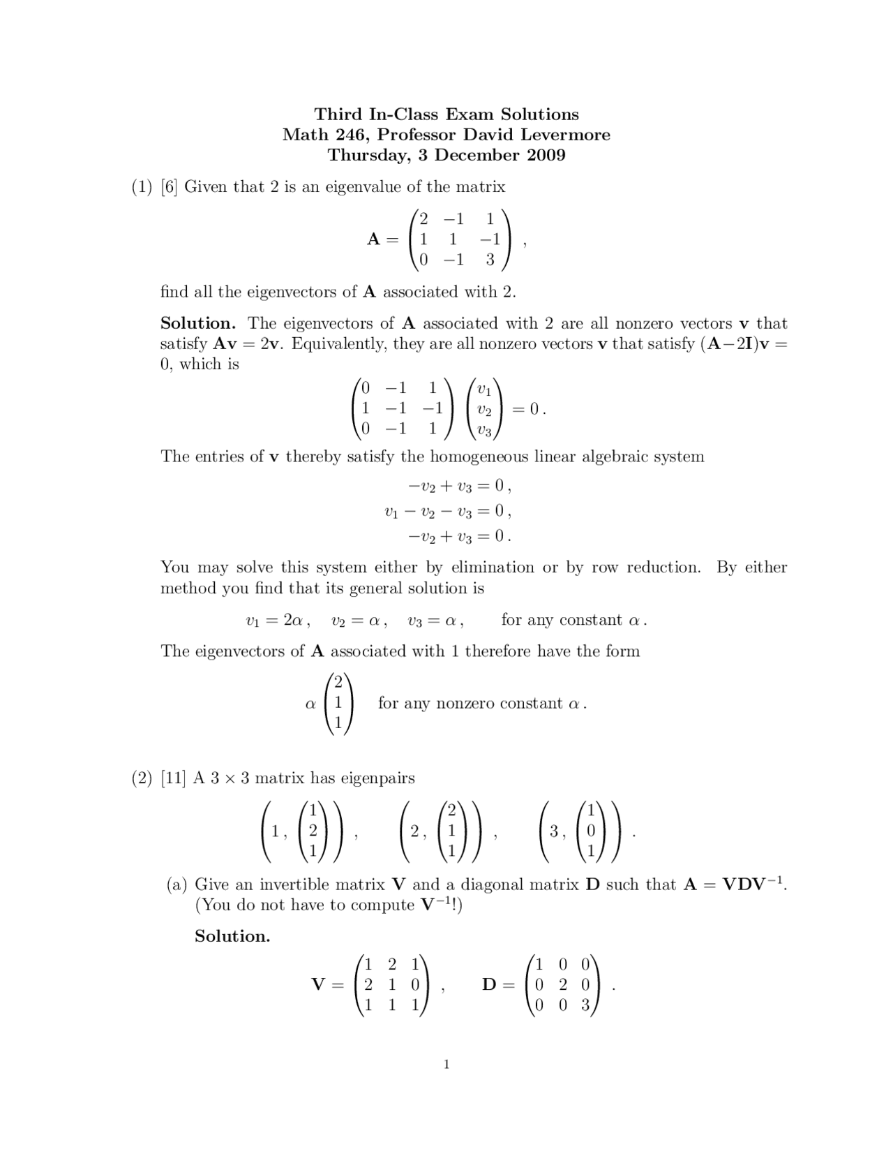 Math exercises on matrix - DIFFERENTIAL EQUATION FOR SCIENTISTS ...