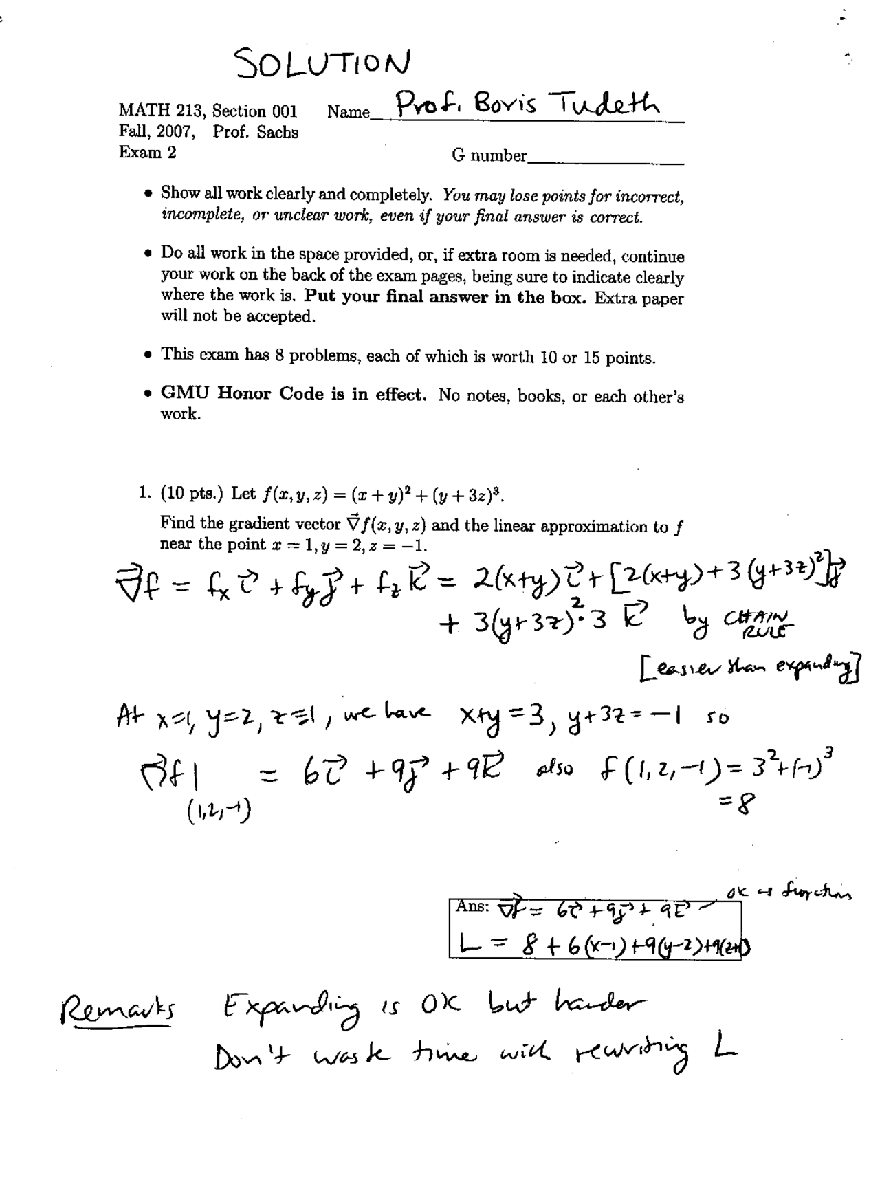 8 Solved Problems on Linear Approximation and Derivative Functions | MATH 213 - Docsity