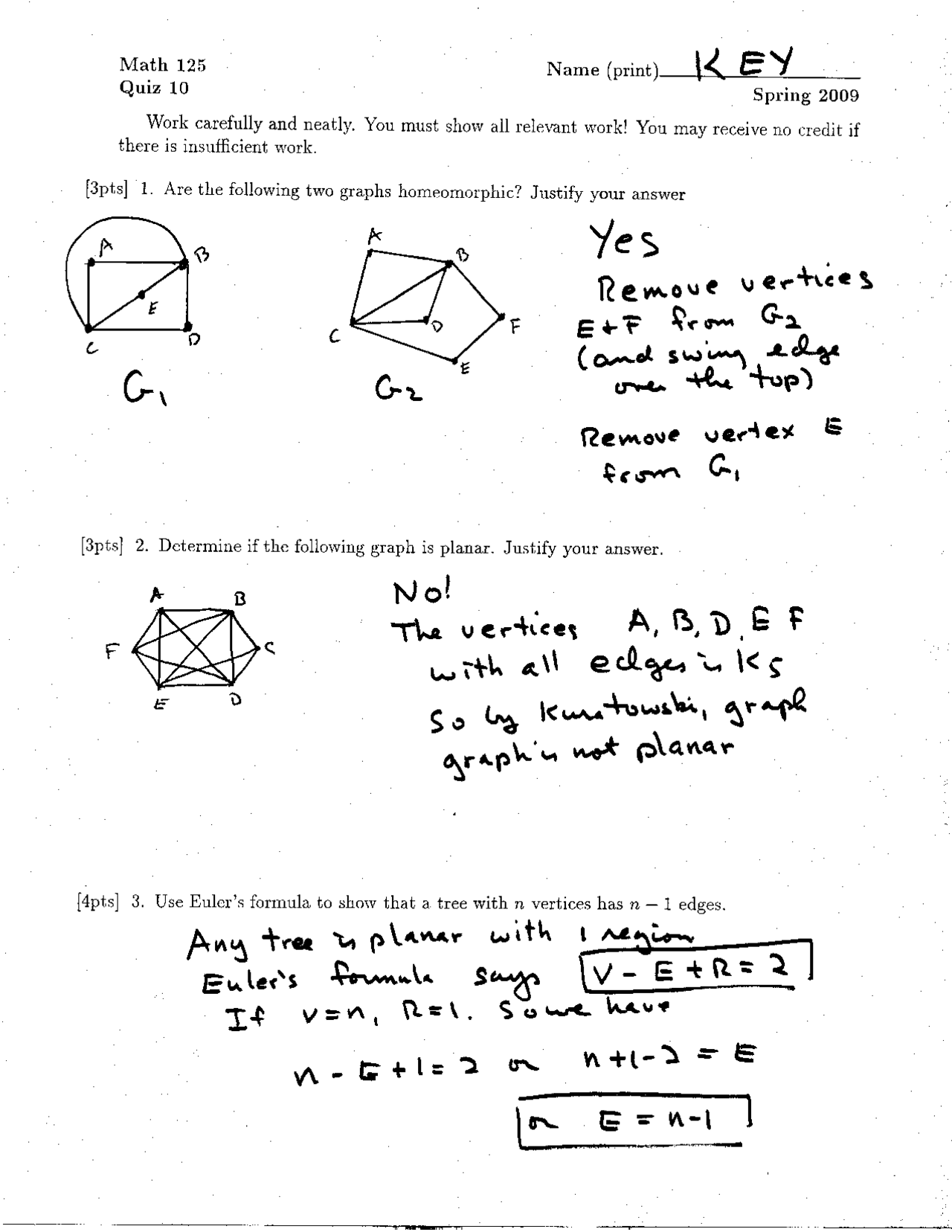 3 Questions In Discrete Mathematics I Quiz 10 Math 125 Docsity