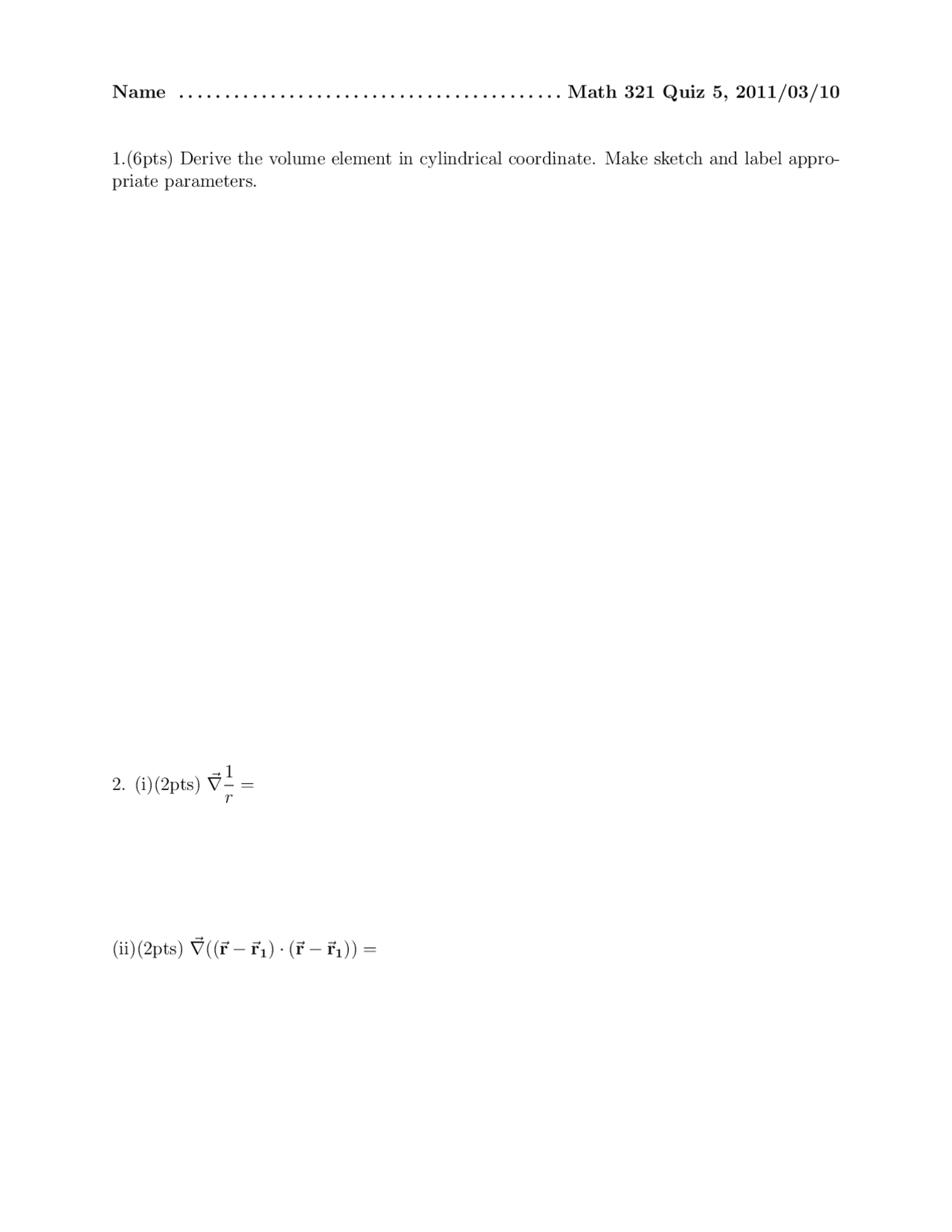 Practice Quiz 5 Applied Mathematical Analysis Math 321 Docsity