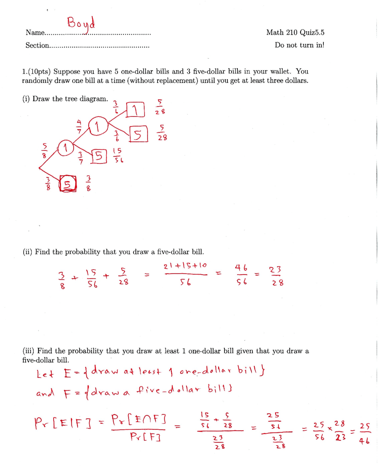 Quiz 5 Solved Topics In Finite Mathematics Math 210 Docsity