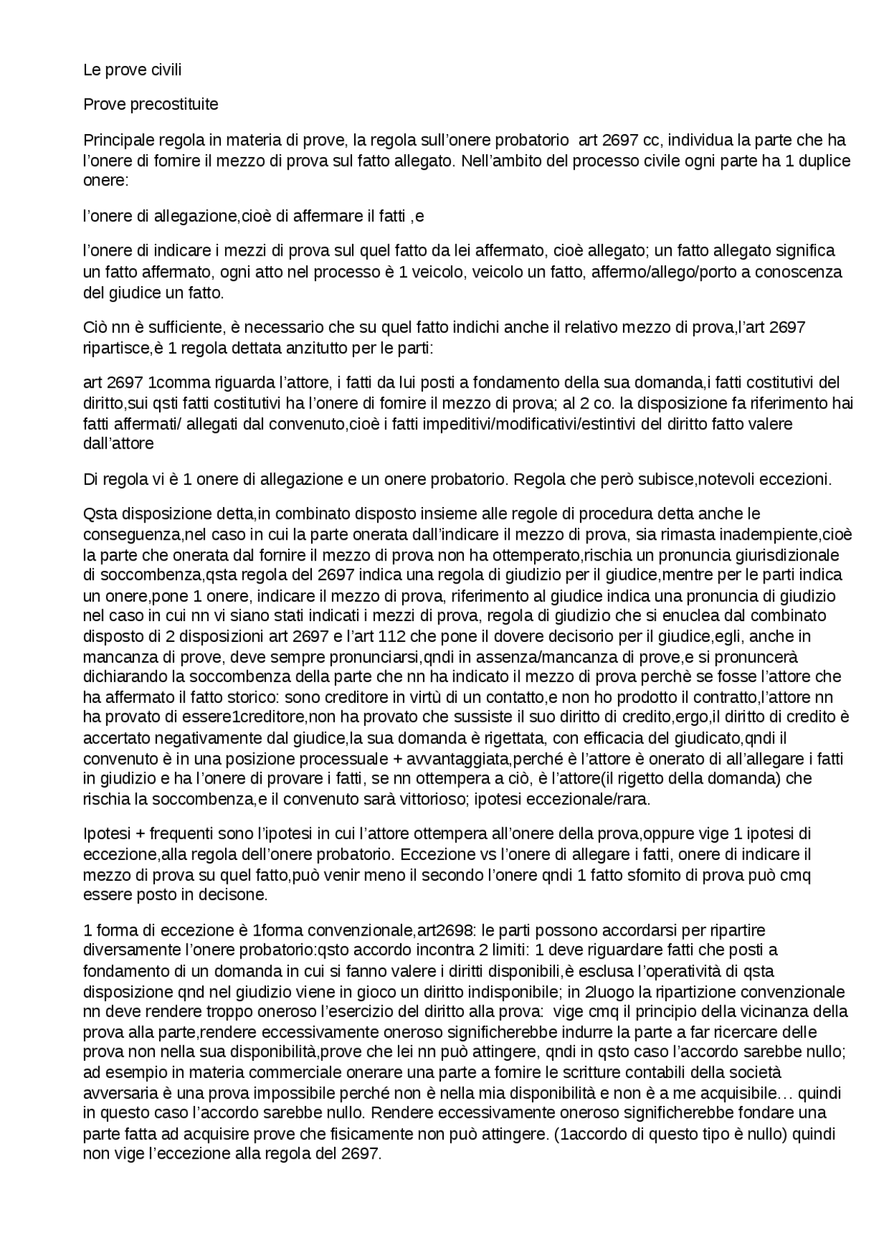 Appunti Di Diritto Processuale Civile Le Prove E La Procedura Civile