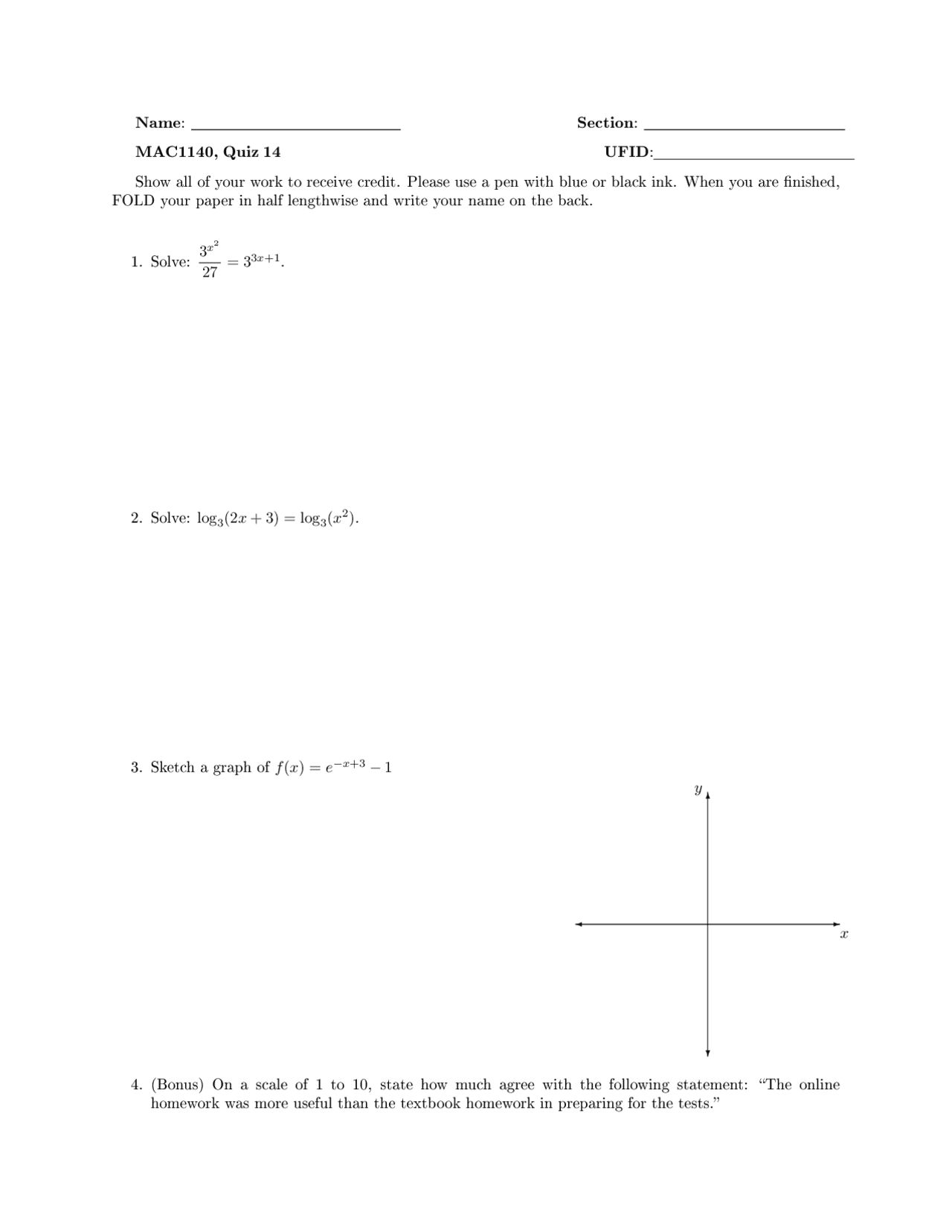 4 Problems In Quiz 14 To Find The Graph Functions Mac 1140 Docsity