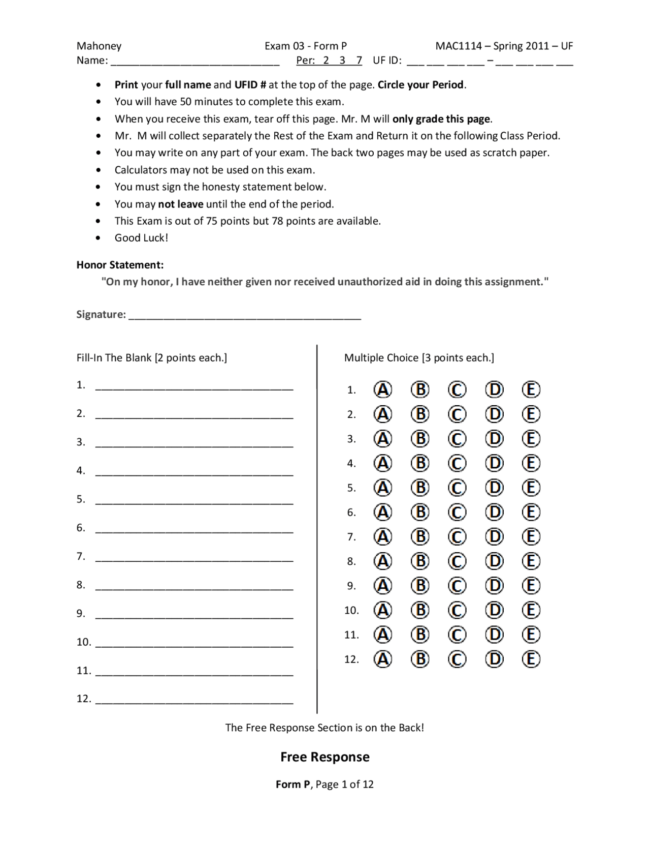 Exam 3 Questions Trigonometry Mac 1114 Docsity