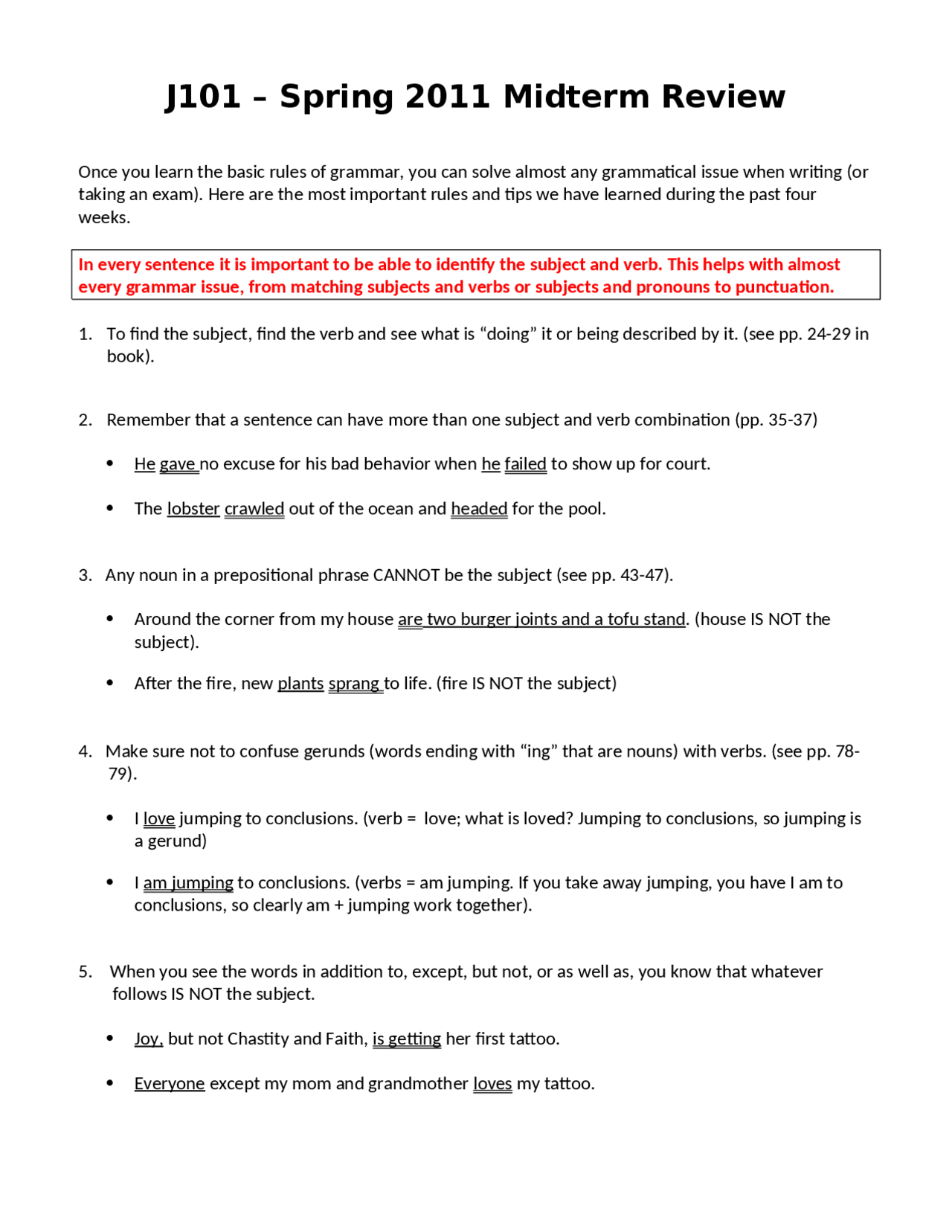 21 Solved Questions on Basic Rules of Grammar - Midterm Exam | J 201 ...